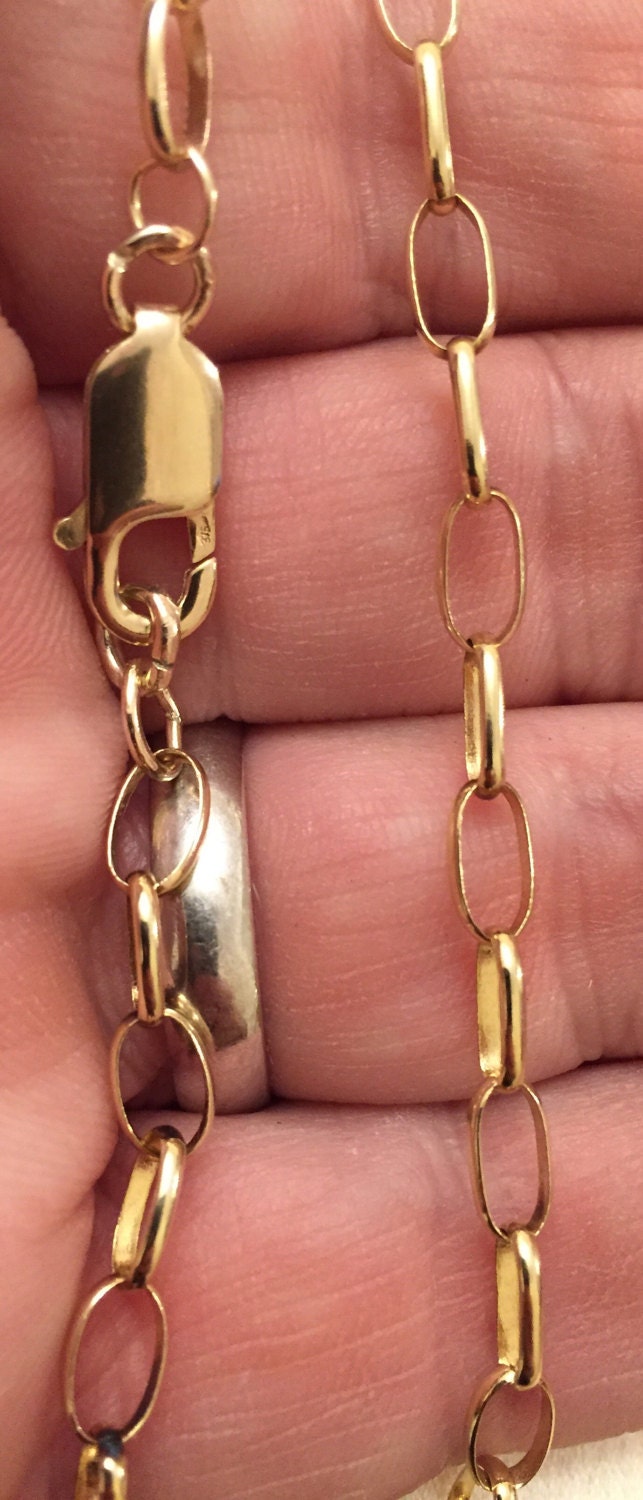 Vintage 9ct gold large link necklace - 16 inch