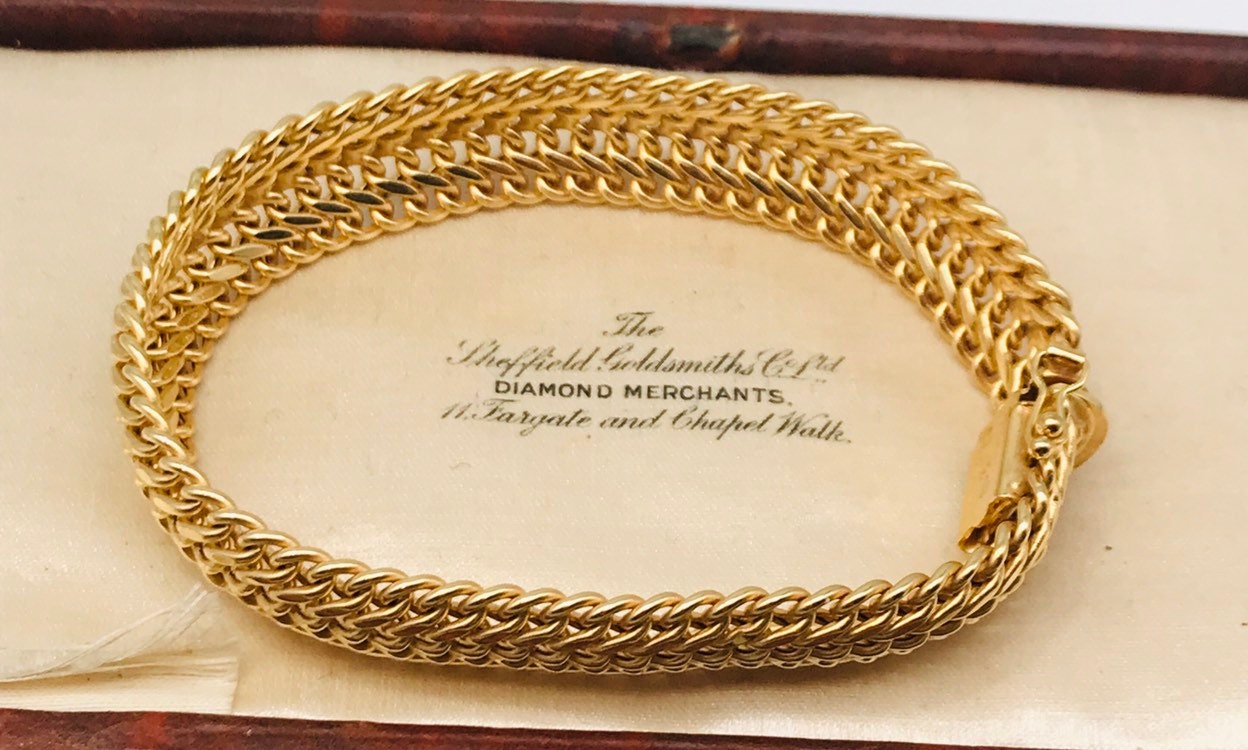 Stunning vintage 9ct yellow gold 7 inch bracelet - fully hallmarked