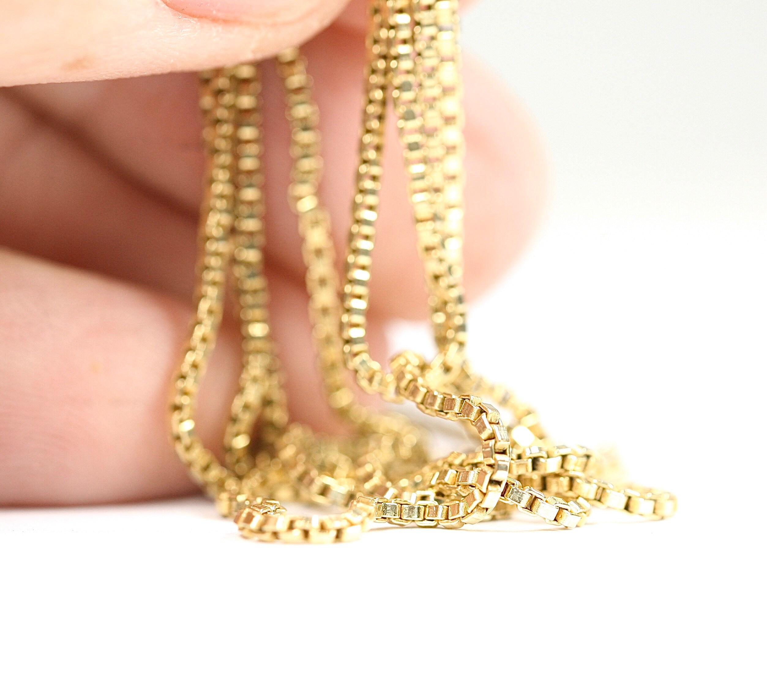 Stunning vintage 9ct yellow gold 29 inch box link chain - fully ...