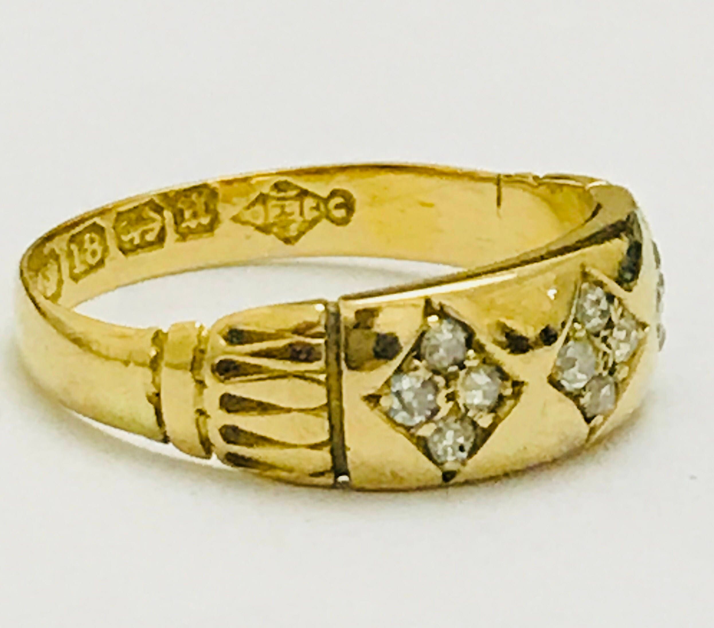 Fabulous antique Victorian 18ct gold Diamond Gypsy ring - hallmarked ...
