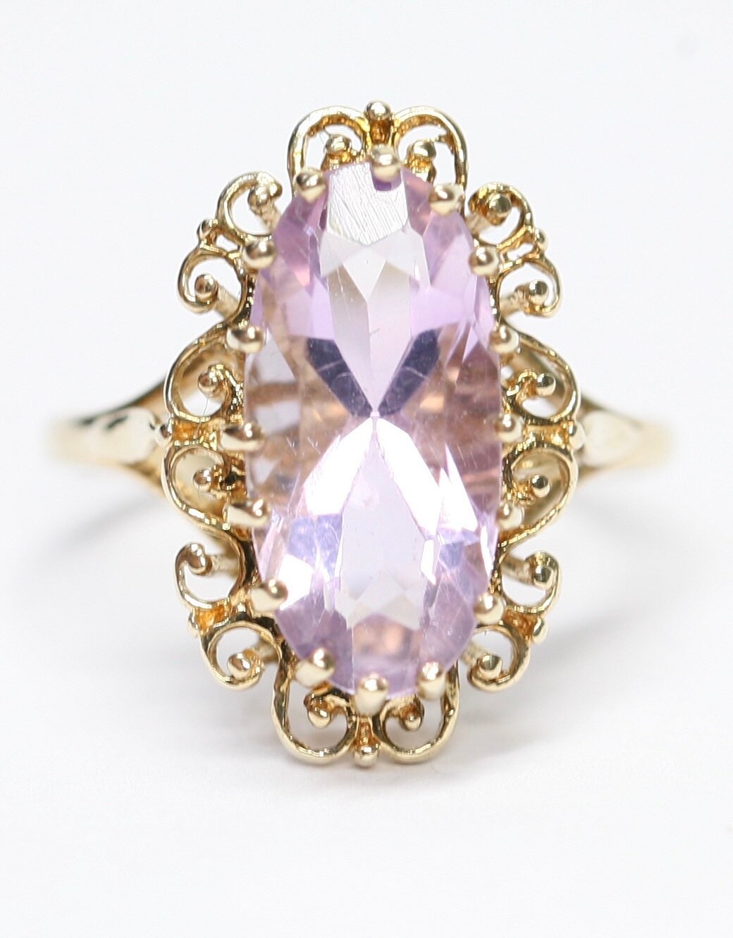 Stunning vintage 9ct yellow gold Amethyst ring - Birmingham 1993 - size L or US 5 1/2