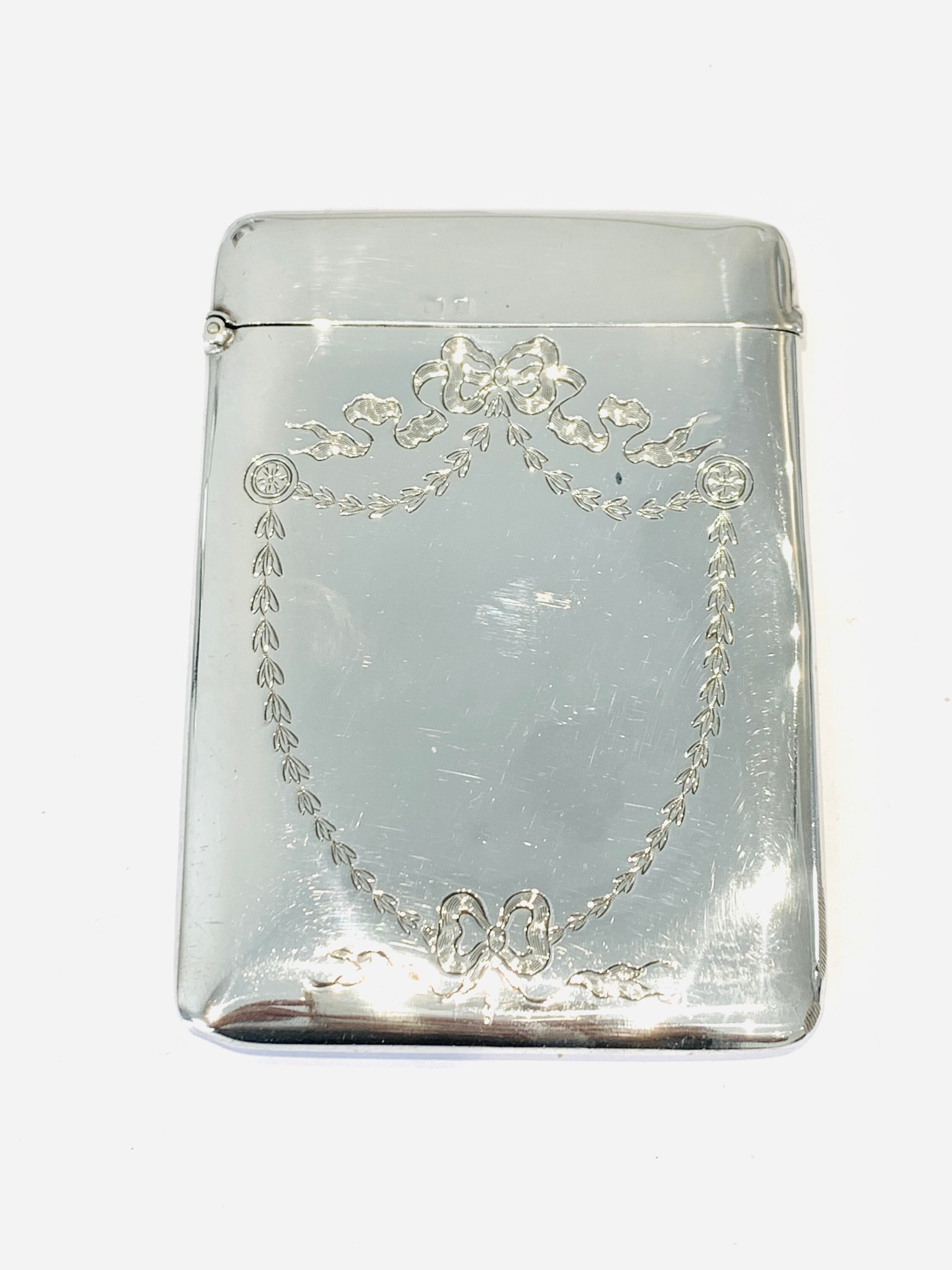 Superb antique Edwardian sterling silver card case engraved with ...