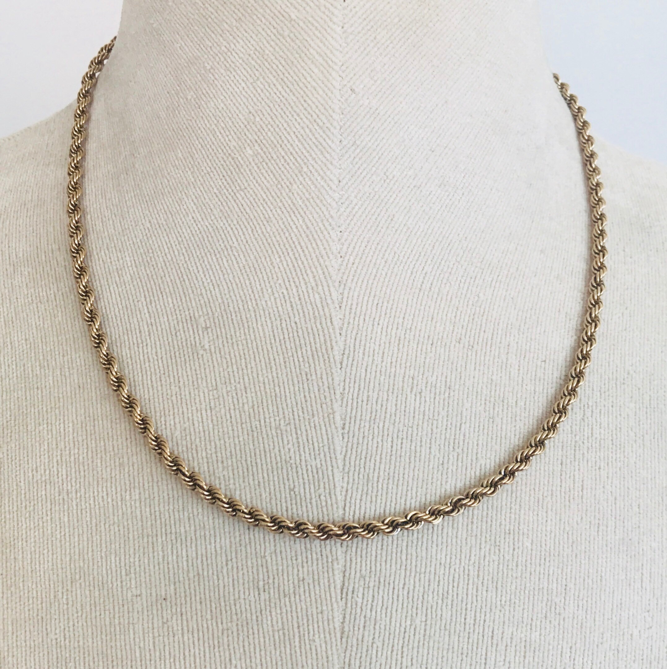 Vintage 9ct gold rope chain - fully hallmarked