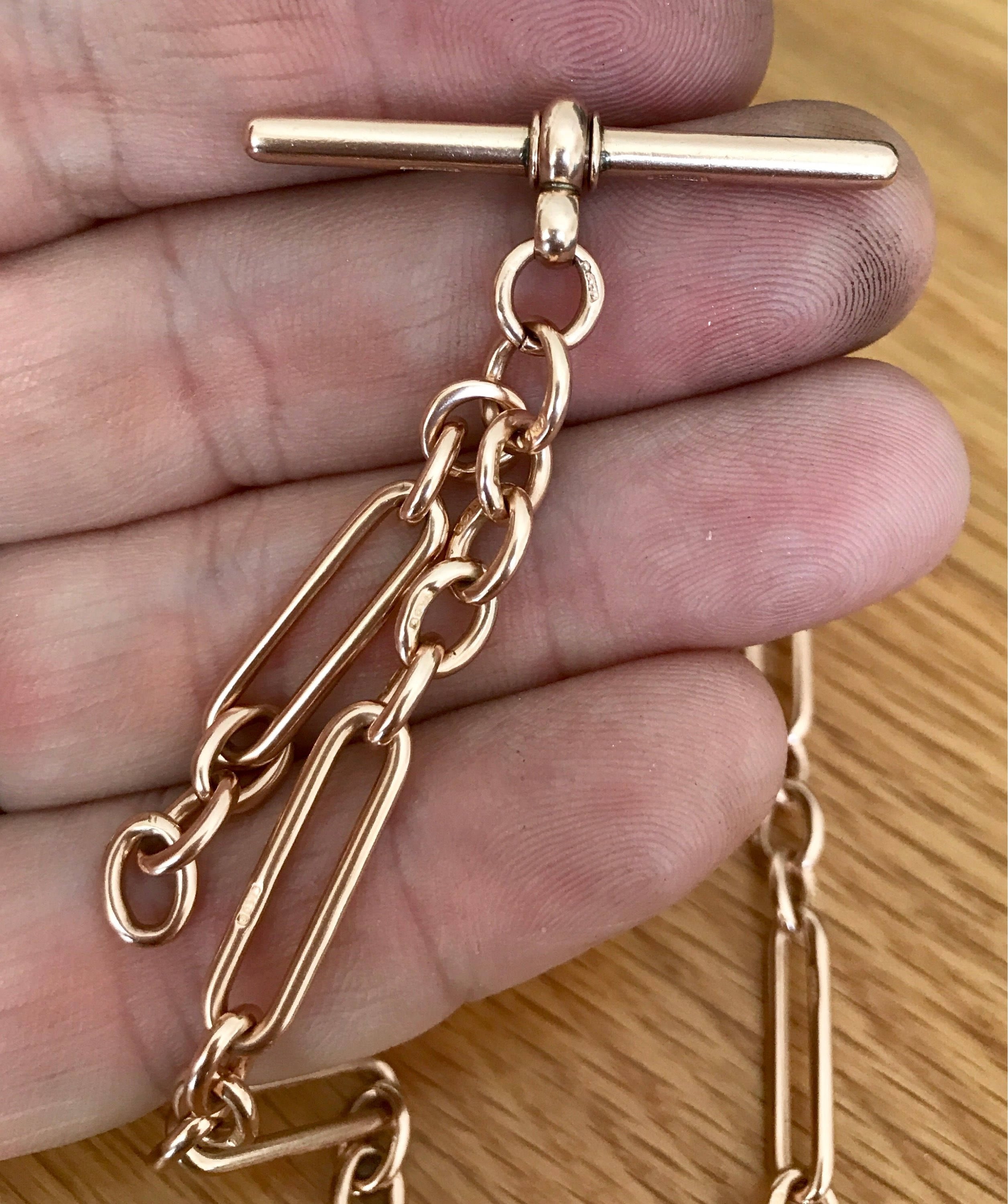 Fabulous antique 9ct rose gold Albert chain - Birmingham 1899 ...