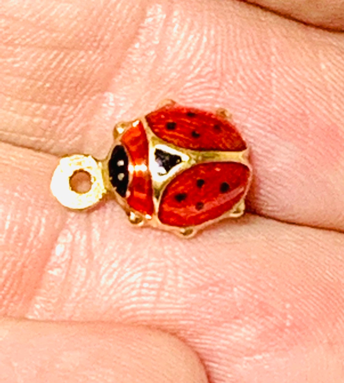 Vintage 9ct gold enamelled Ladybird charm - fully hallmarked