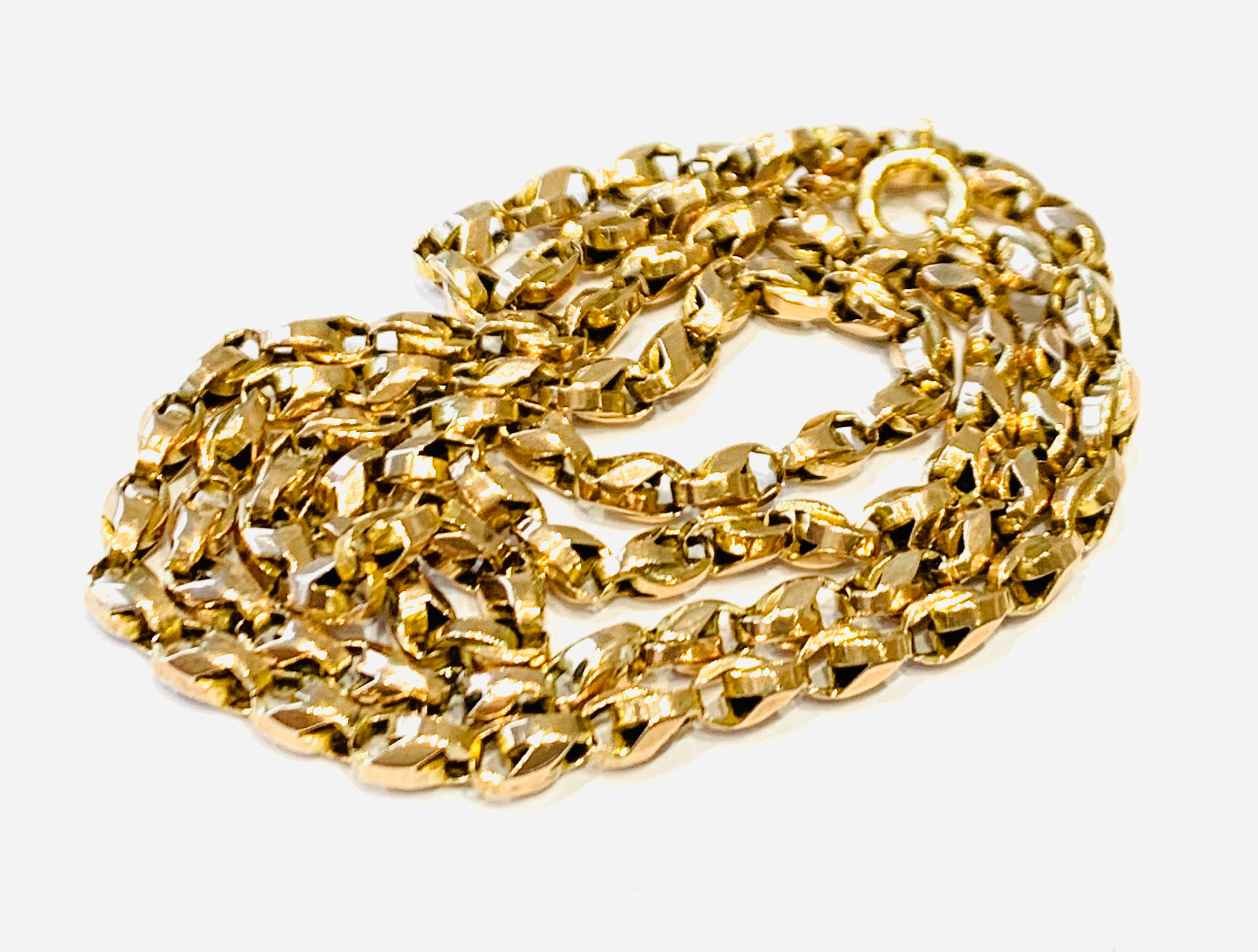 Superb antique 9ct gold 18 inch fancy 'Tulip Link' chain Superb antique 9ct gold 18 inch fancy 'Tulip Link' chain
