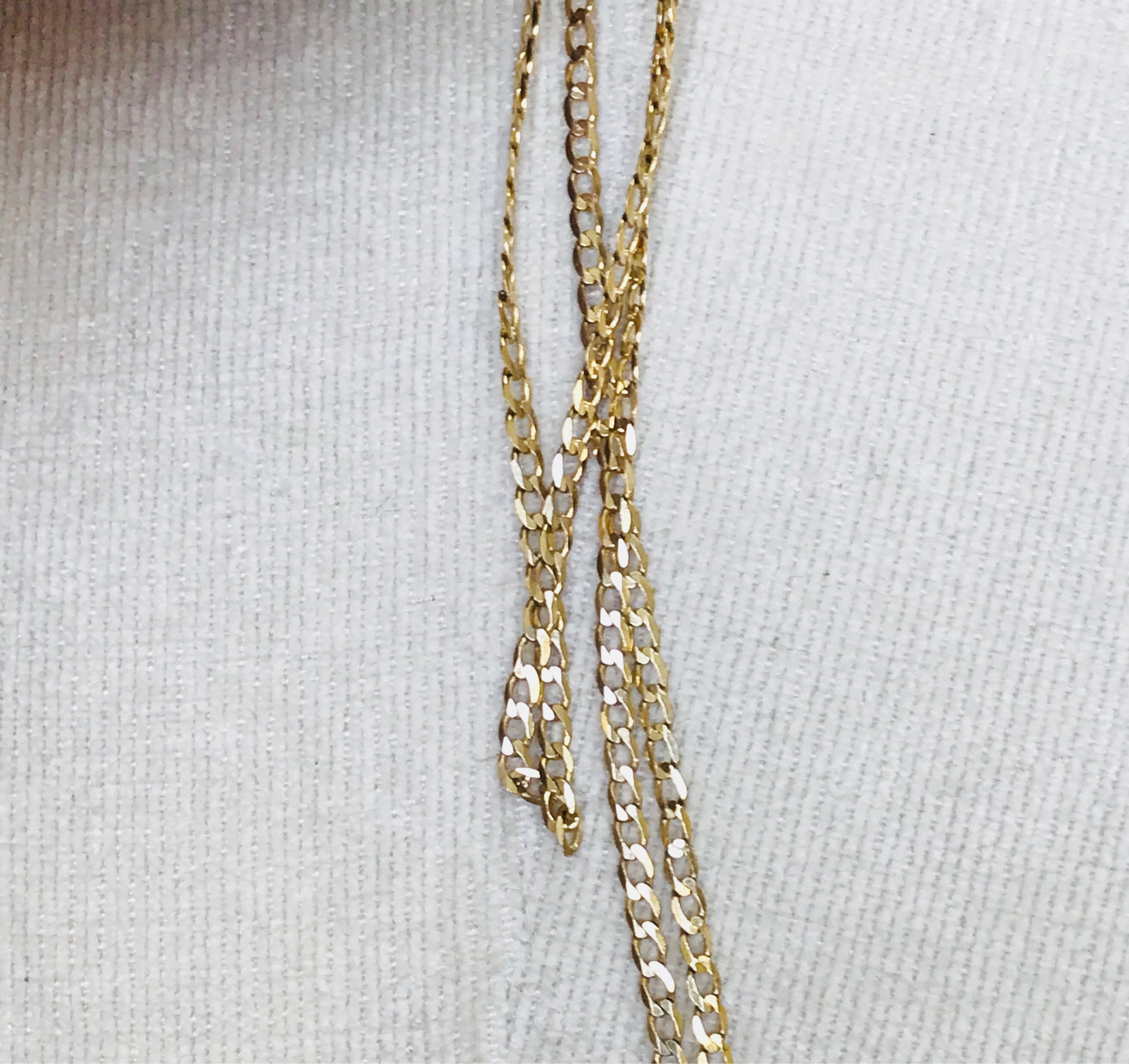 Lovely vintage 9ct yellow gold 18 inch flat link chain - fully hallmarked