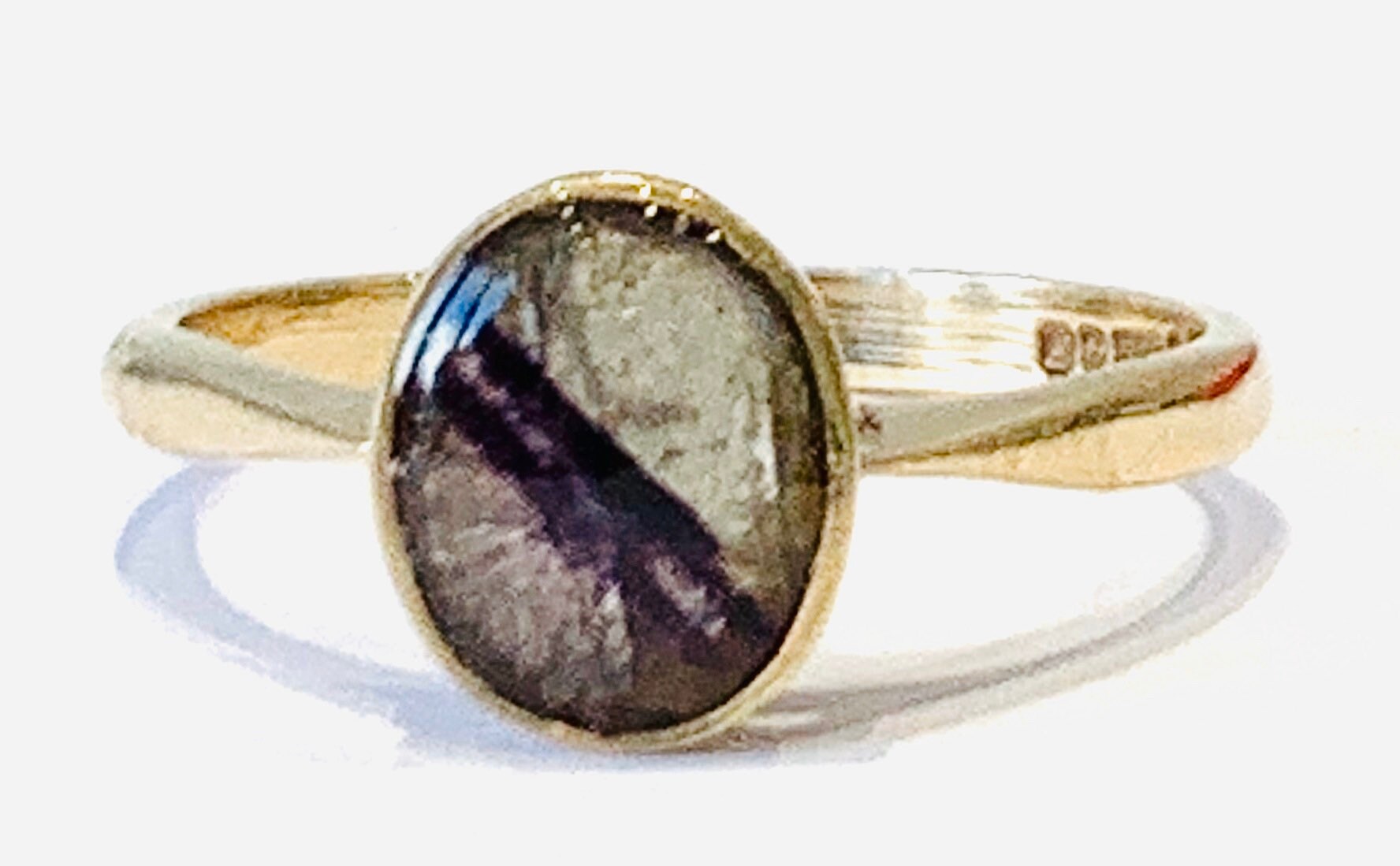 Superb vintage 9ct yellow gold Blue John ring - hallmarked Birmingham ...