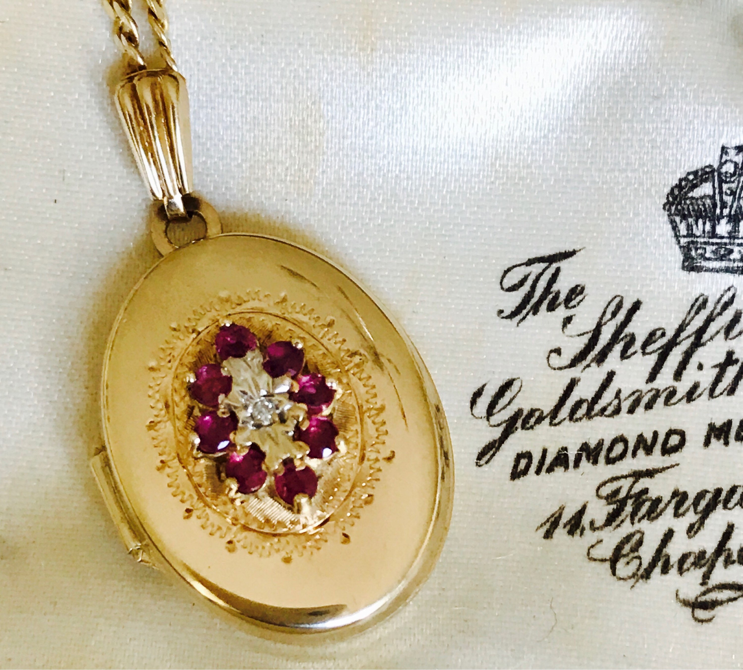 Stunning vintage 9ct gold Ruby & Diamond locket with chain **Reserved ...