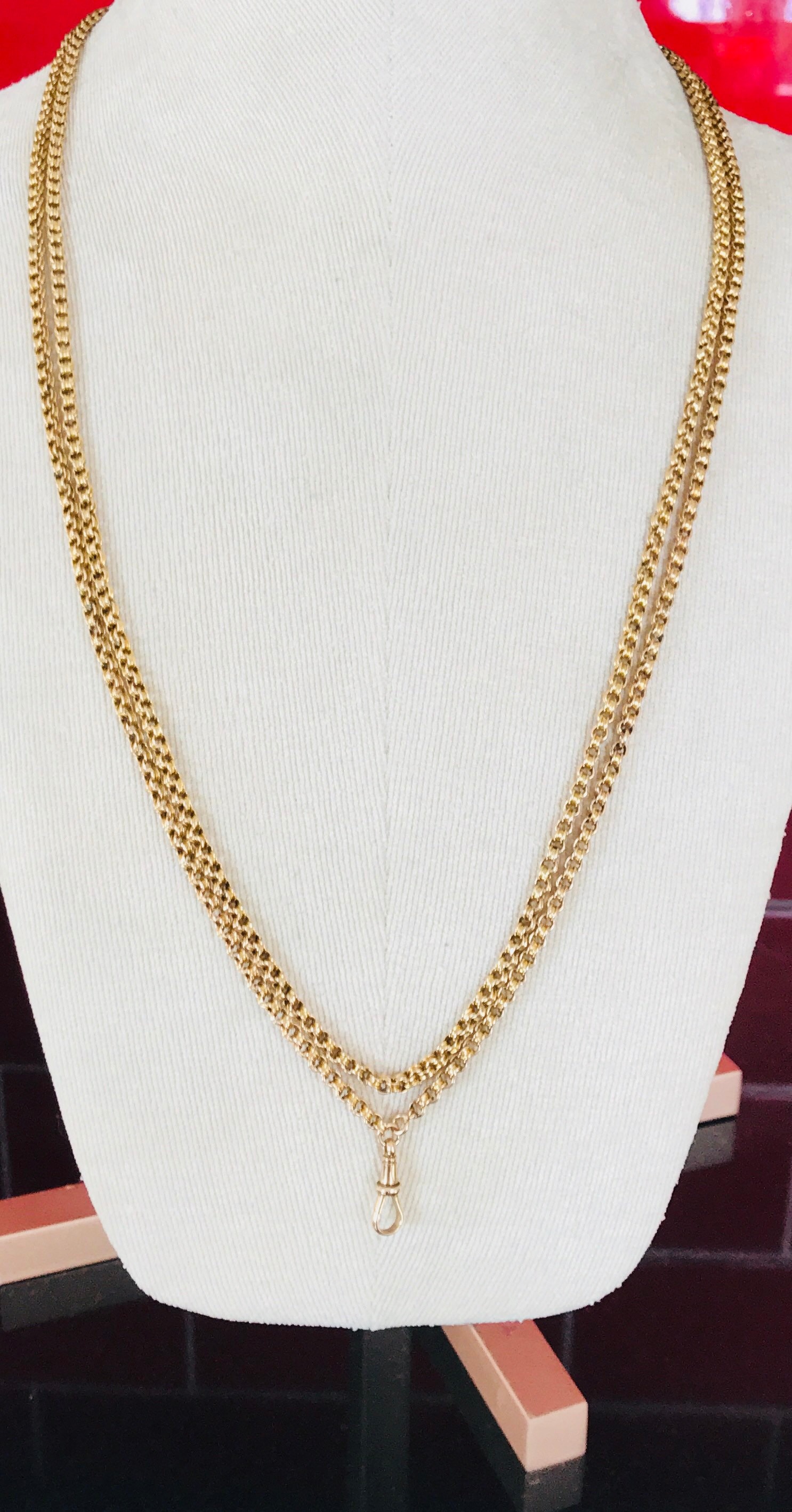 Superb antique - Victorian 9ct gold Muff chain necklace - 54 inches