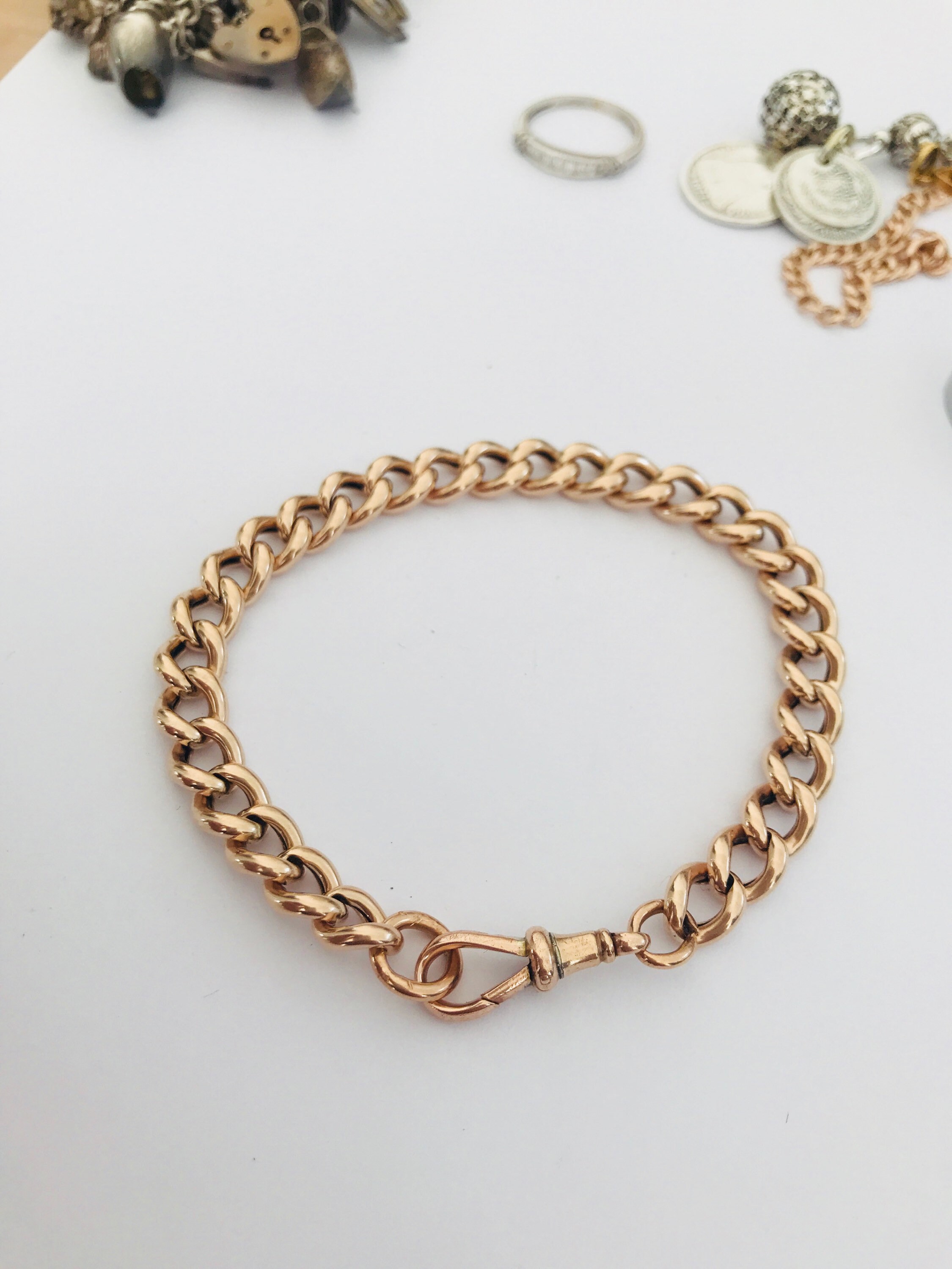 Stunning antique 9ct rose gold 8 inch bracelet