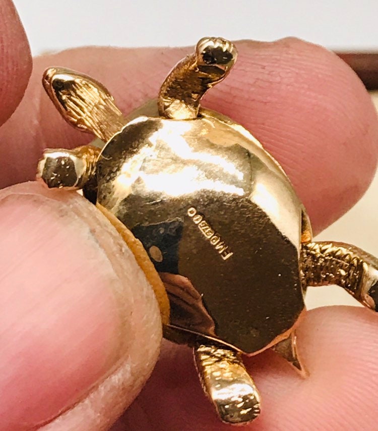 Stunning vintage 9ct gold articulated Tortoise charm - hallmarked ...