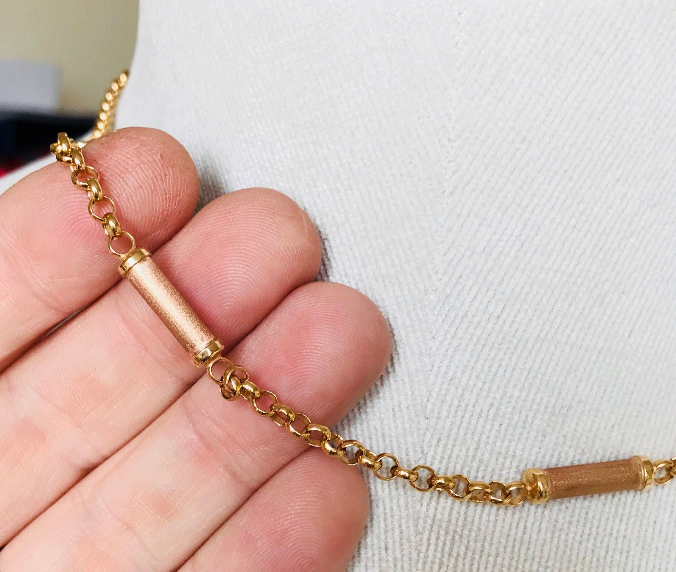 Stunning vintage 9ct gold belcher and baton necklace - fully hallmarked ...