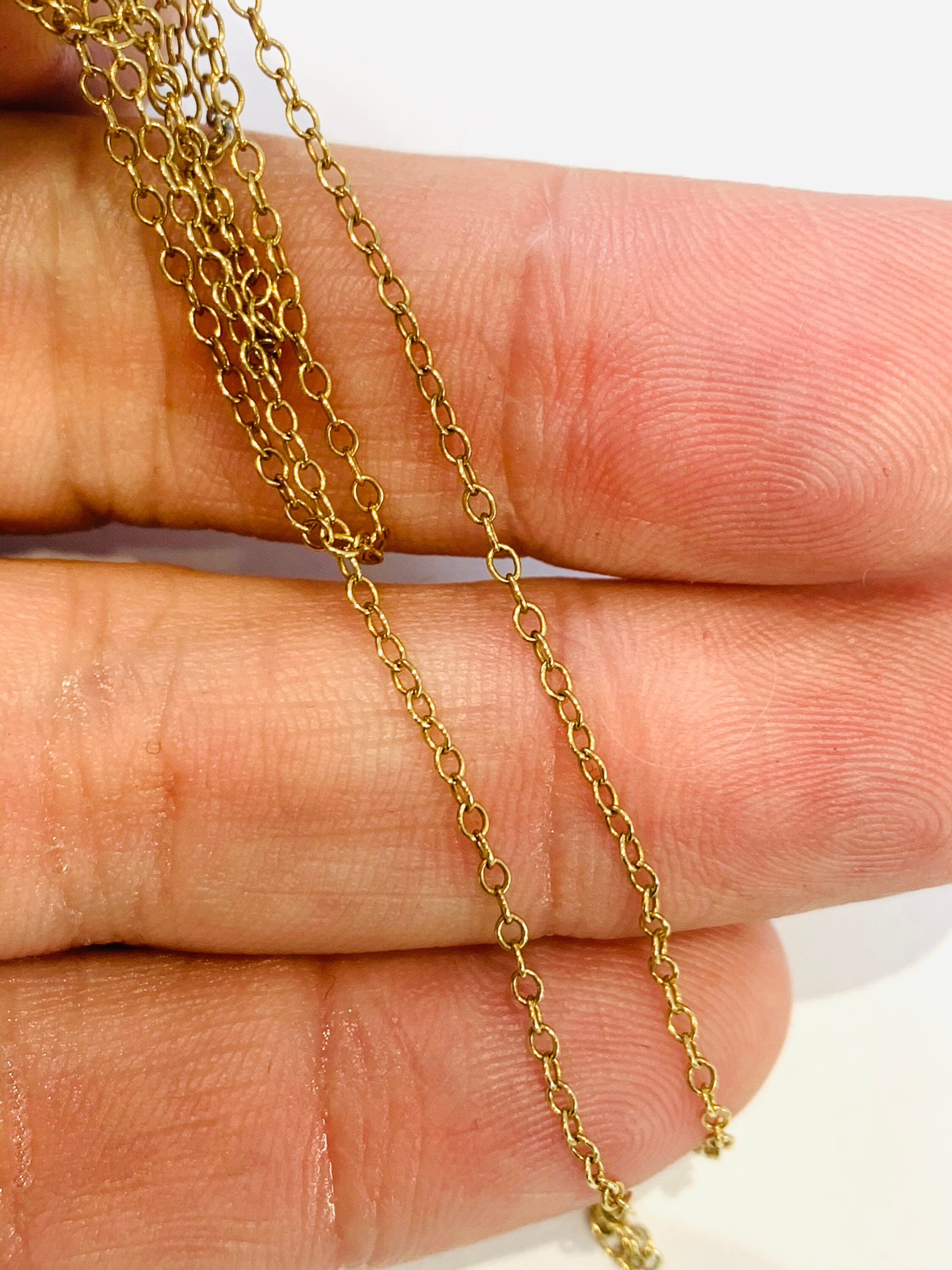 Vintage 9ct yellow gold 21 inch fine link chain