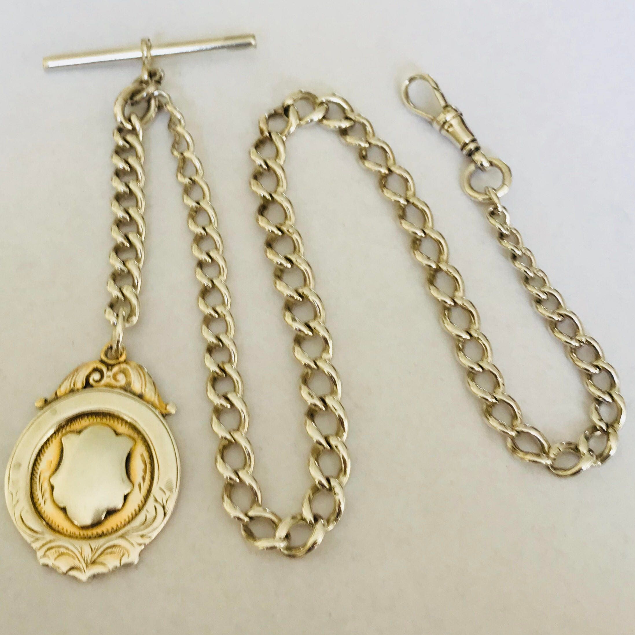 Superb Edwardian sterling silver graduated Albert pocket watch chain ...