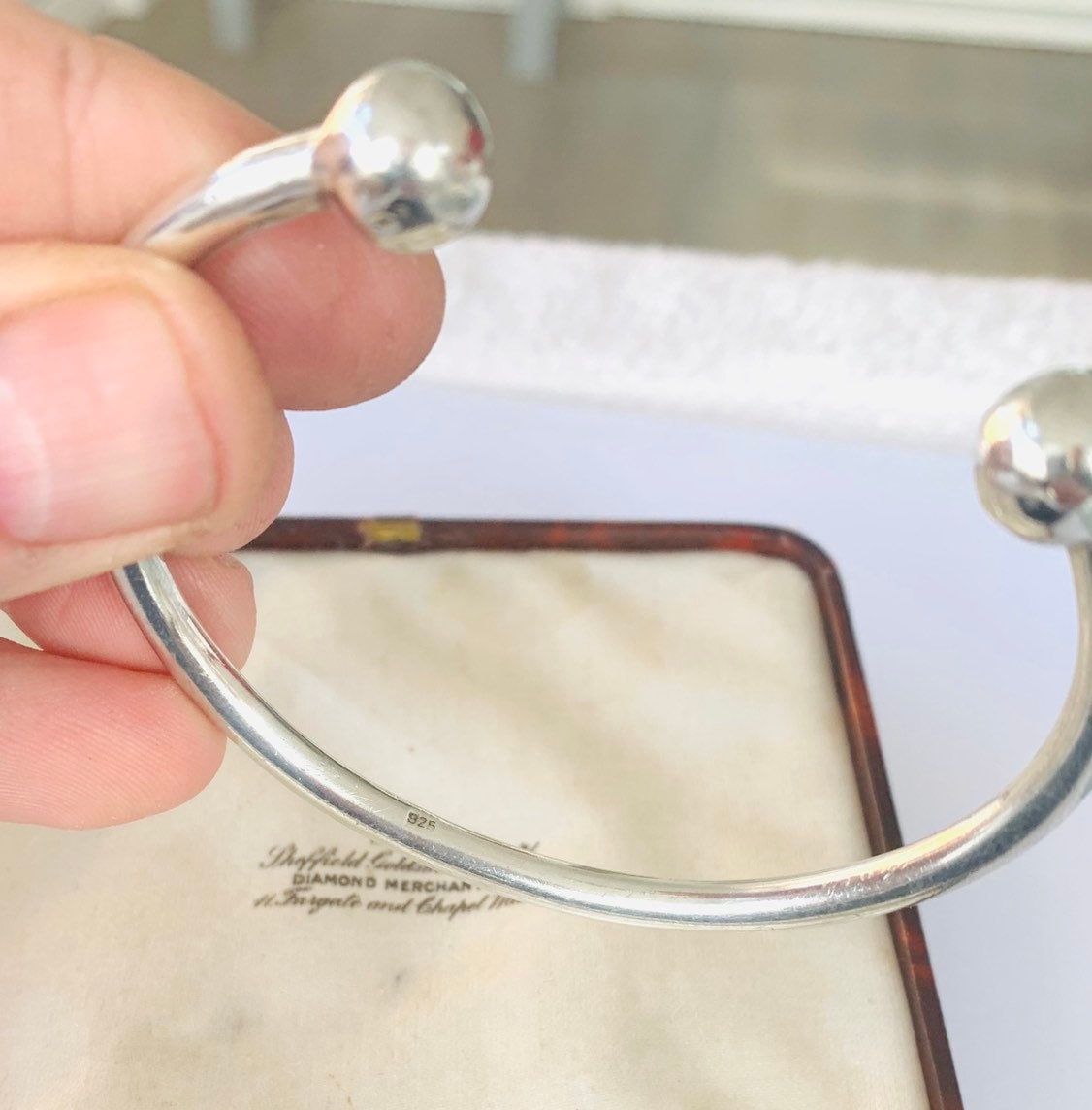 Vintage solid sterling silver Torque or Slave bangle