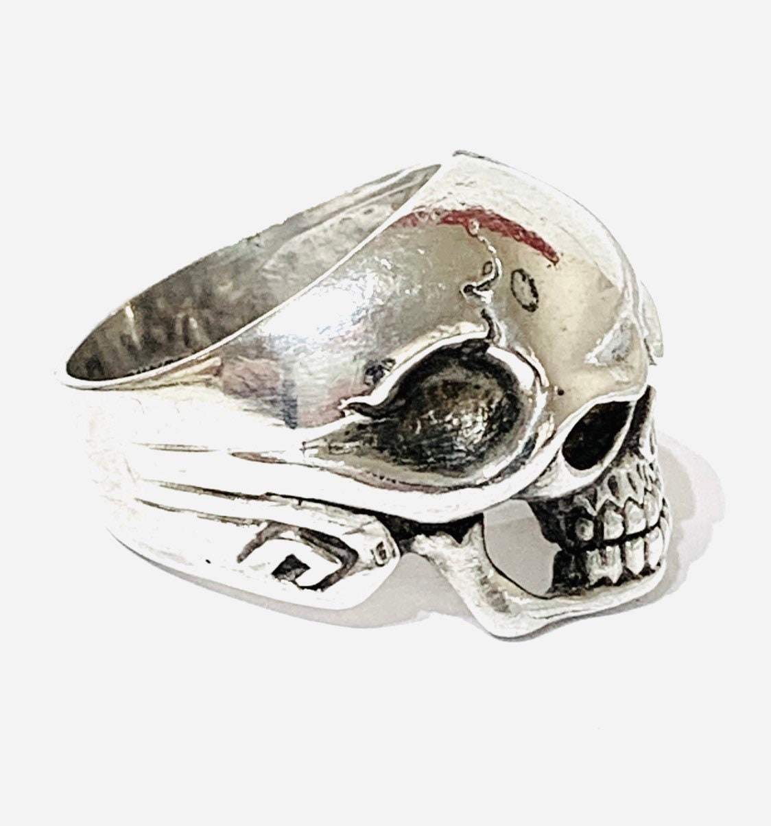 Superb heavy vintage sterling silver Skull ring - size X or 11 1/2