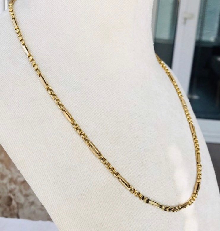 Stunning antique 9ct yellow gold 21 inch fancy link chain
