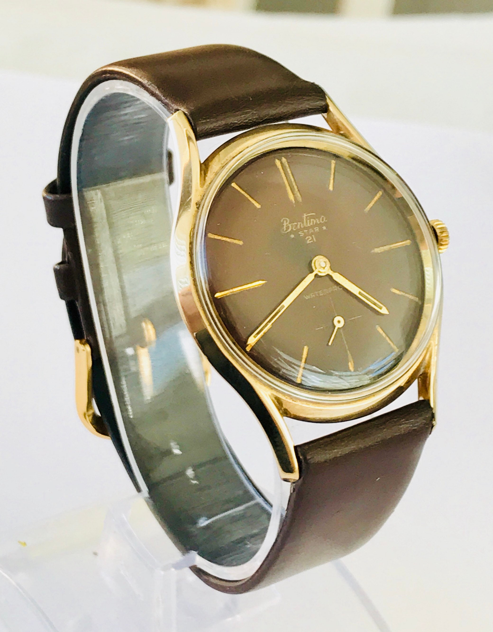 Superb vintage 9ct gold unisex Bentima Star 21 jewel manual wristwatch ...