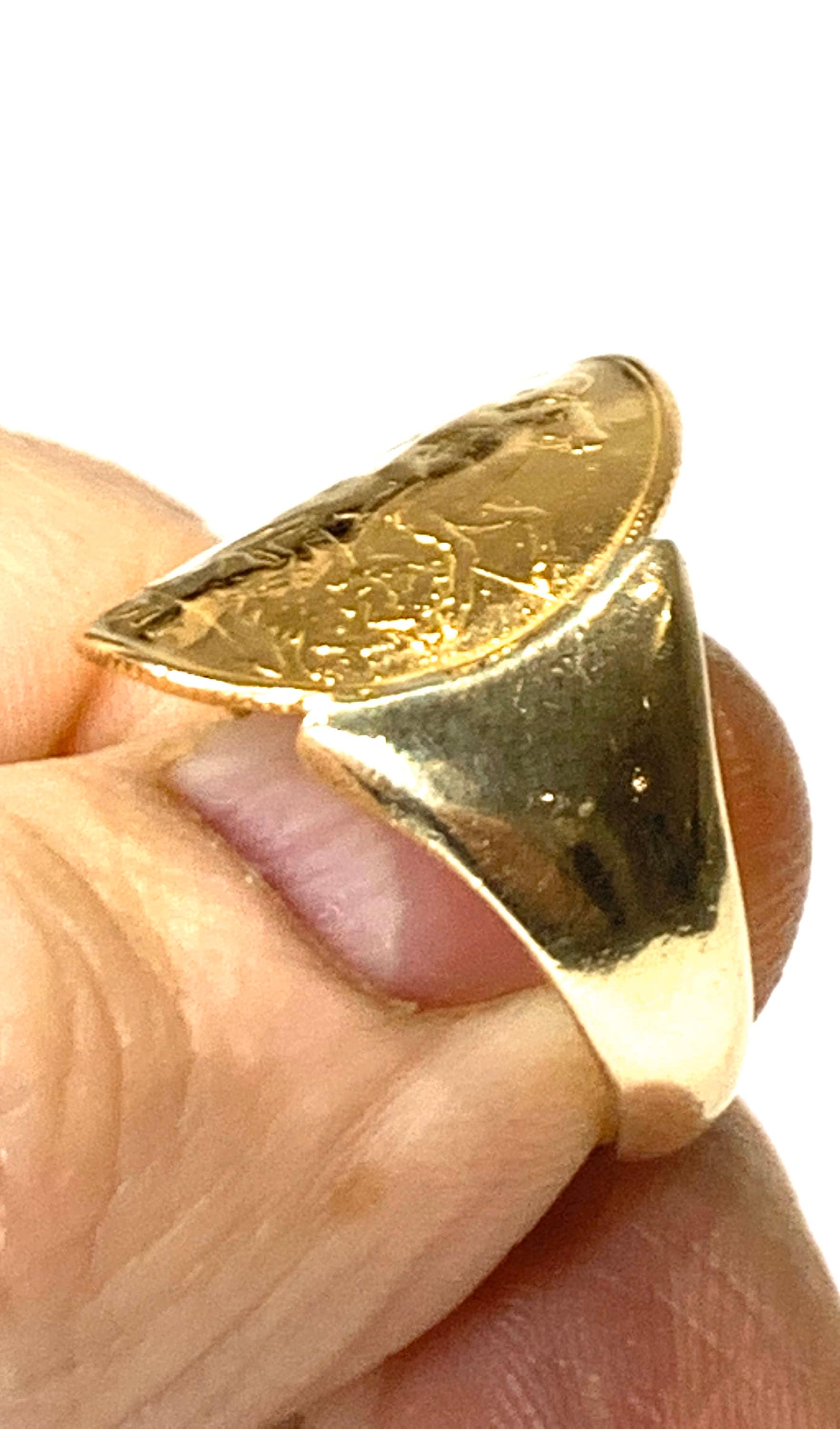 Stunning antique 22ct gold George V 1/2 Sovereign ring - dated 1911 ...