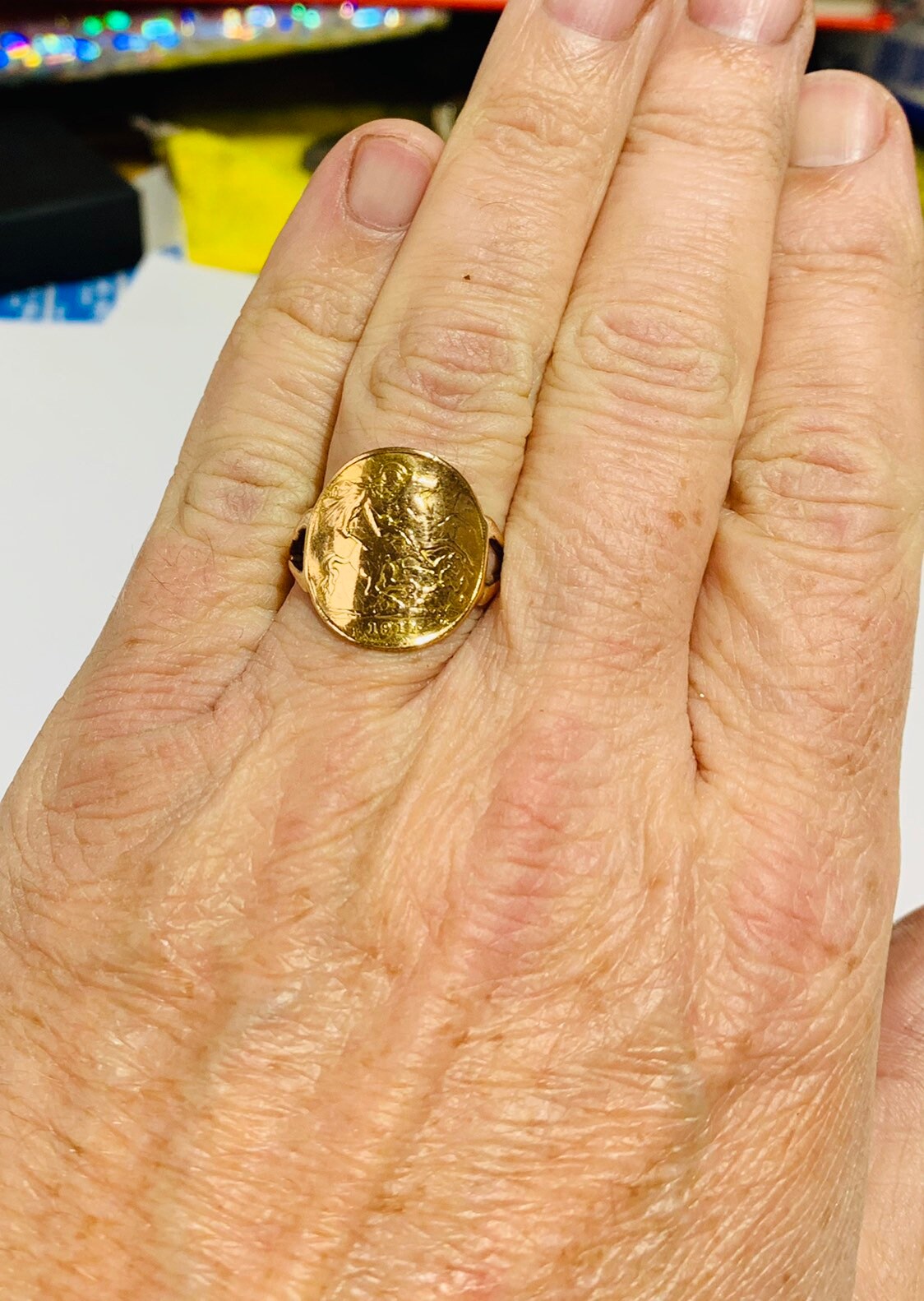 Superb antique 22ct / 9ct rose gold 1/2 Sovereign ring - hallmarked ...