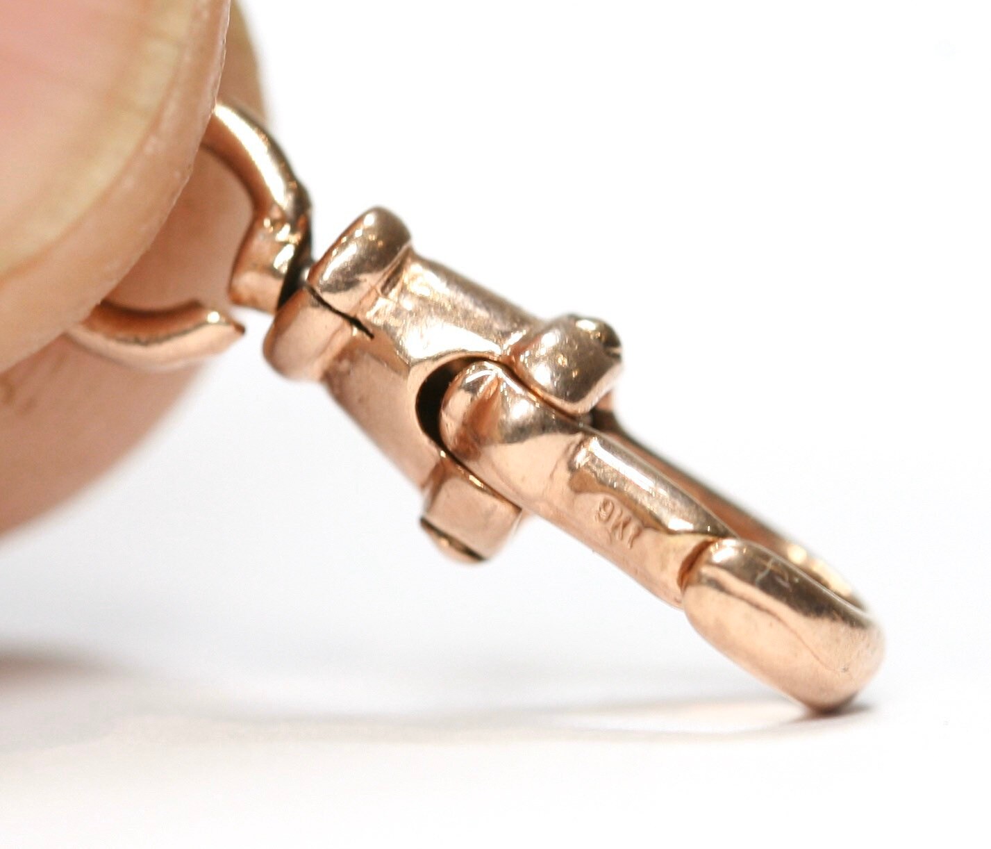 9ct rose gold Albert chain swivel dog clip / pendant - 20mm