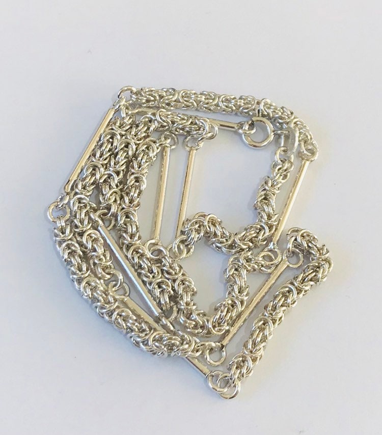 Stunning vintage sterling silver 23 inch fancy link chain - hallmarked ...