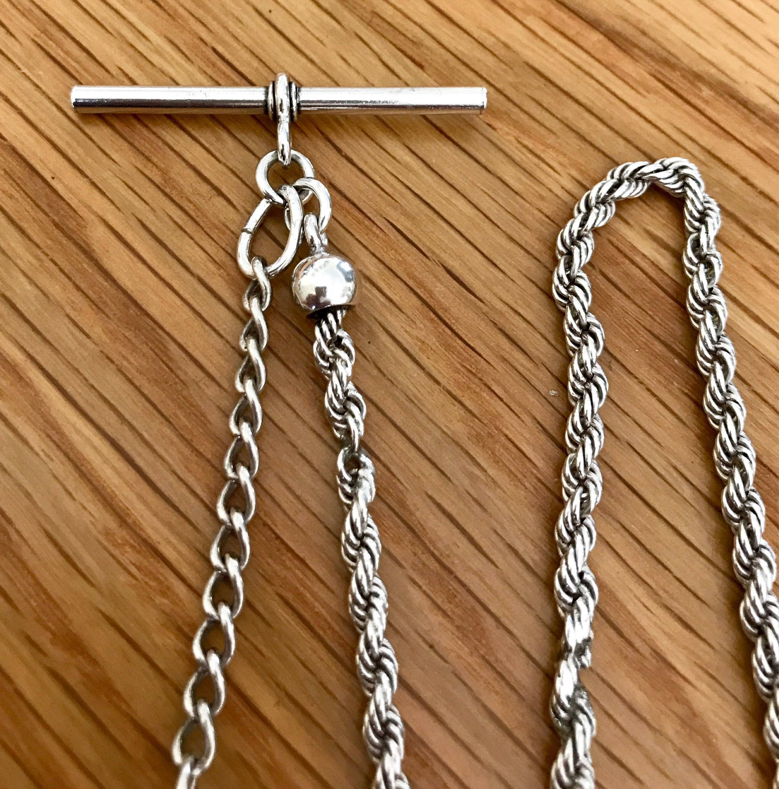 Superb antique Sterling silver Albertina ladies pocket watch chain and ...