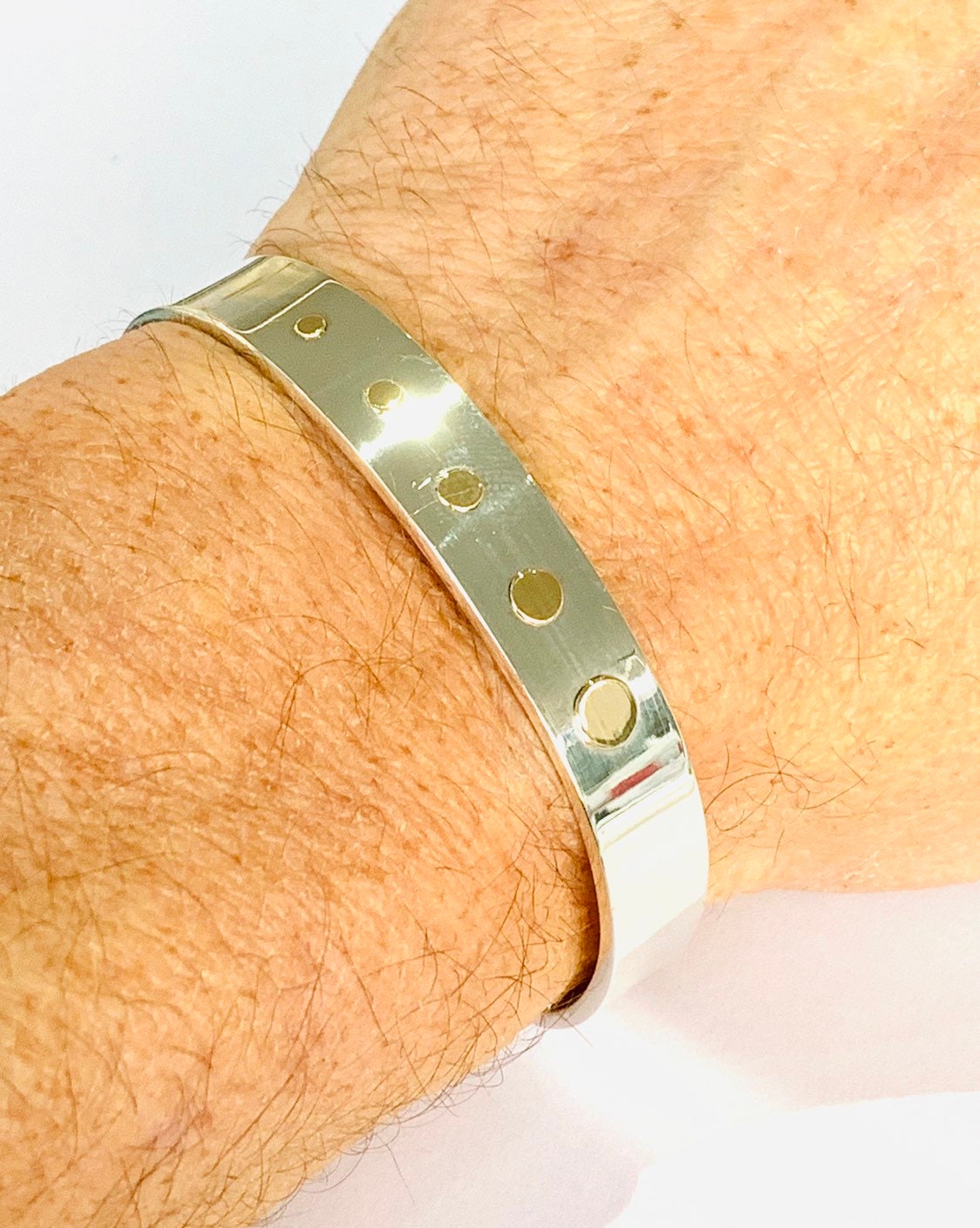 Stunning vintage Sterling Silver & 9ct yellow gold bangle