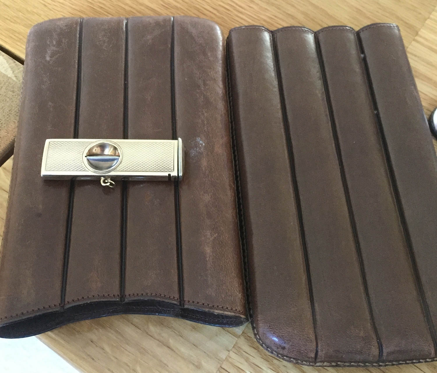 SALE***Superb vintage 9ct yellow gold cigar cutter and cigar case