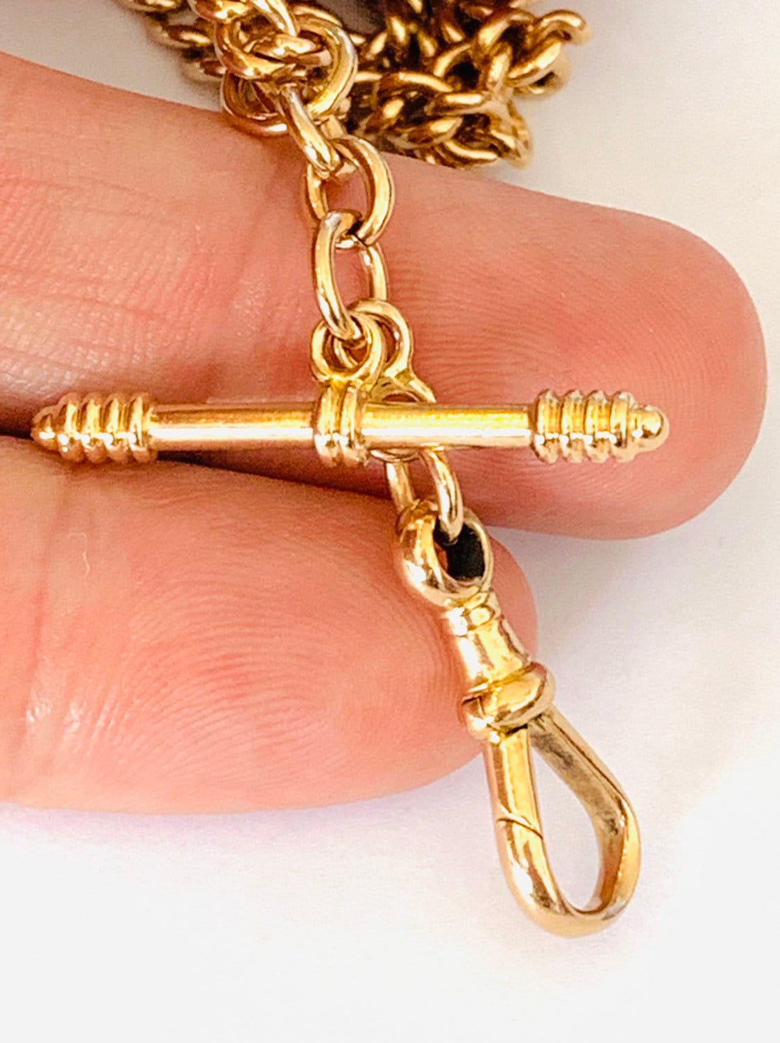 Superb antique 9ct yellow gold 17 inch Albert chain necklace with ...