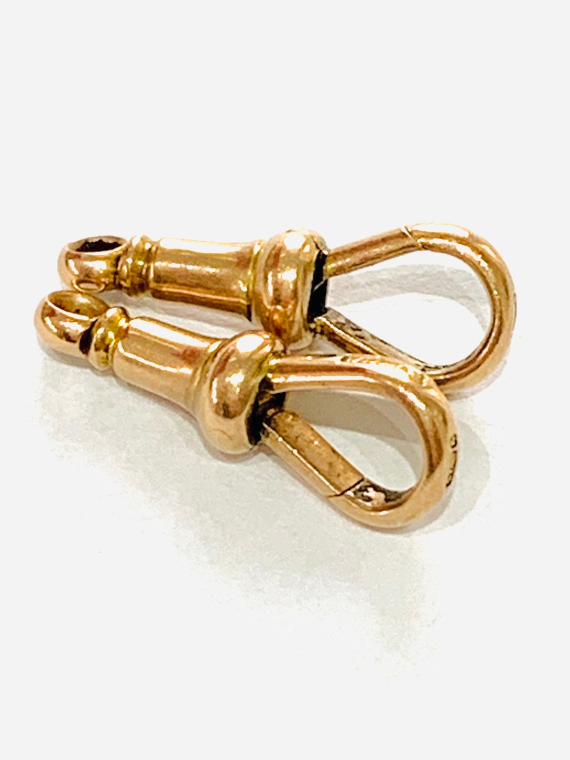 Stunning matching pair of antique 9ct rose gold Albert chain dog clips ...