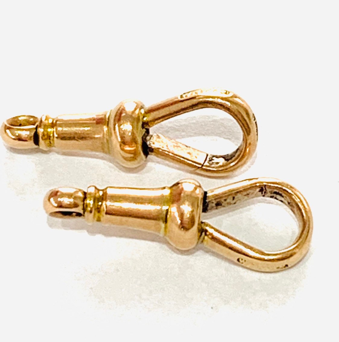 Stunning matching pair of antique 9ct rose gold Albert chain dog clips ...