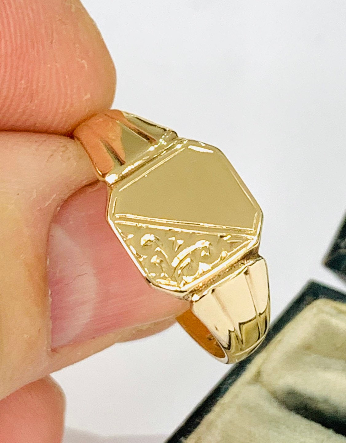 Stunning vintage 9ct gold Men's signet ring - London 1970 - size Z - 12 1/2