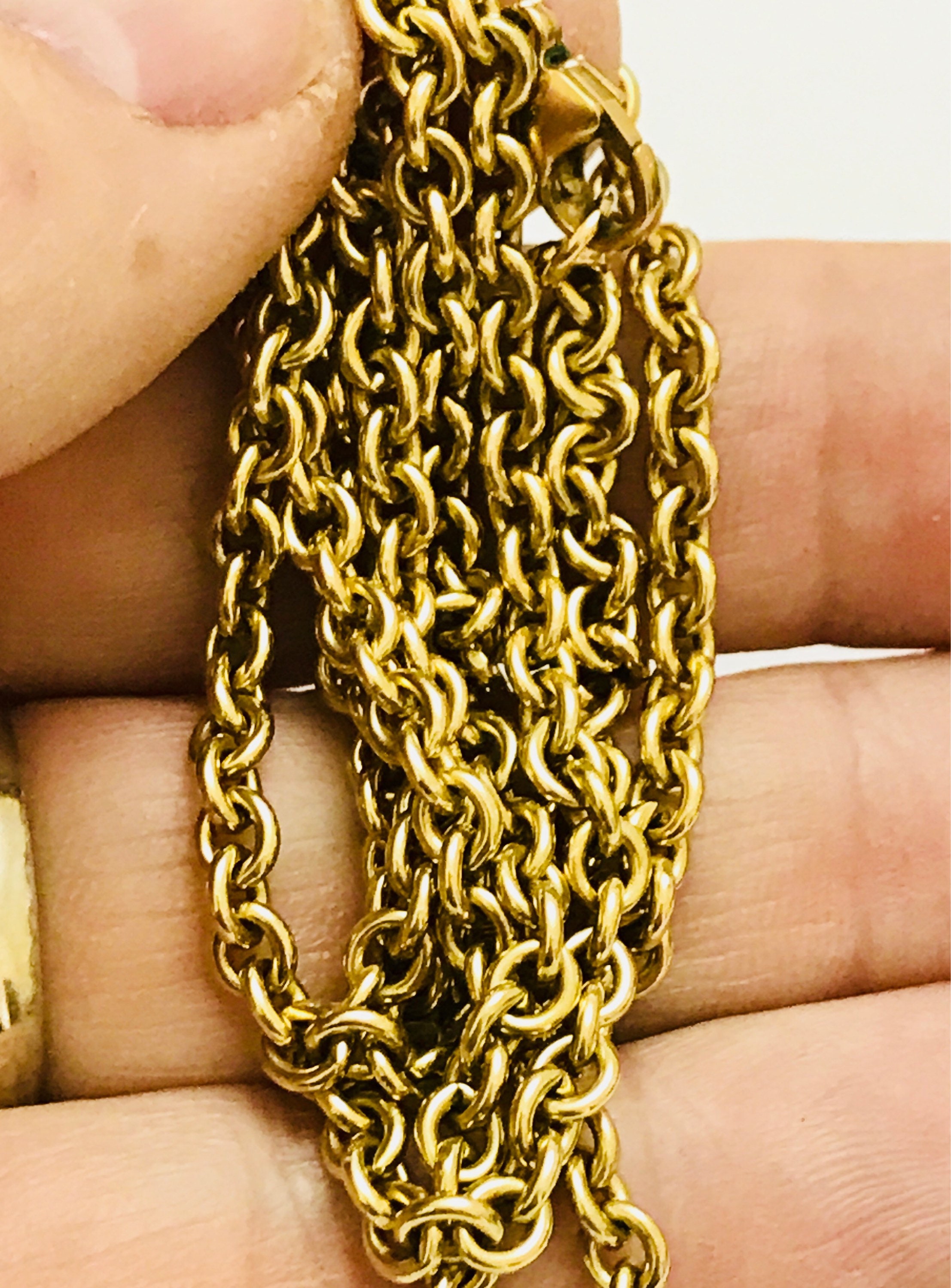 Superb very heavy vintage 9ct yellow gold 30 inch Rolo chain - fully ...