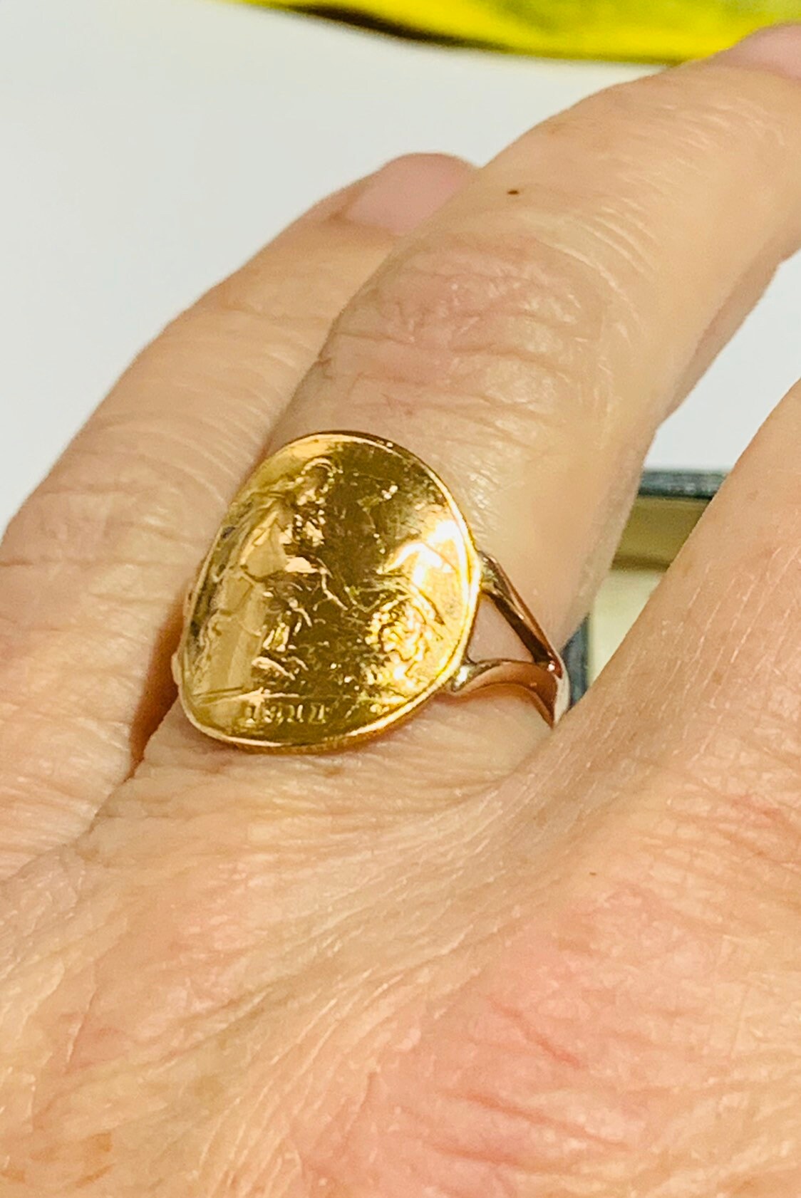 Superb antique 22ct / 9ct rose gold 1/2 Sovereign ring - hallmarked ...