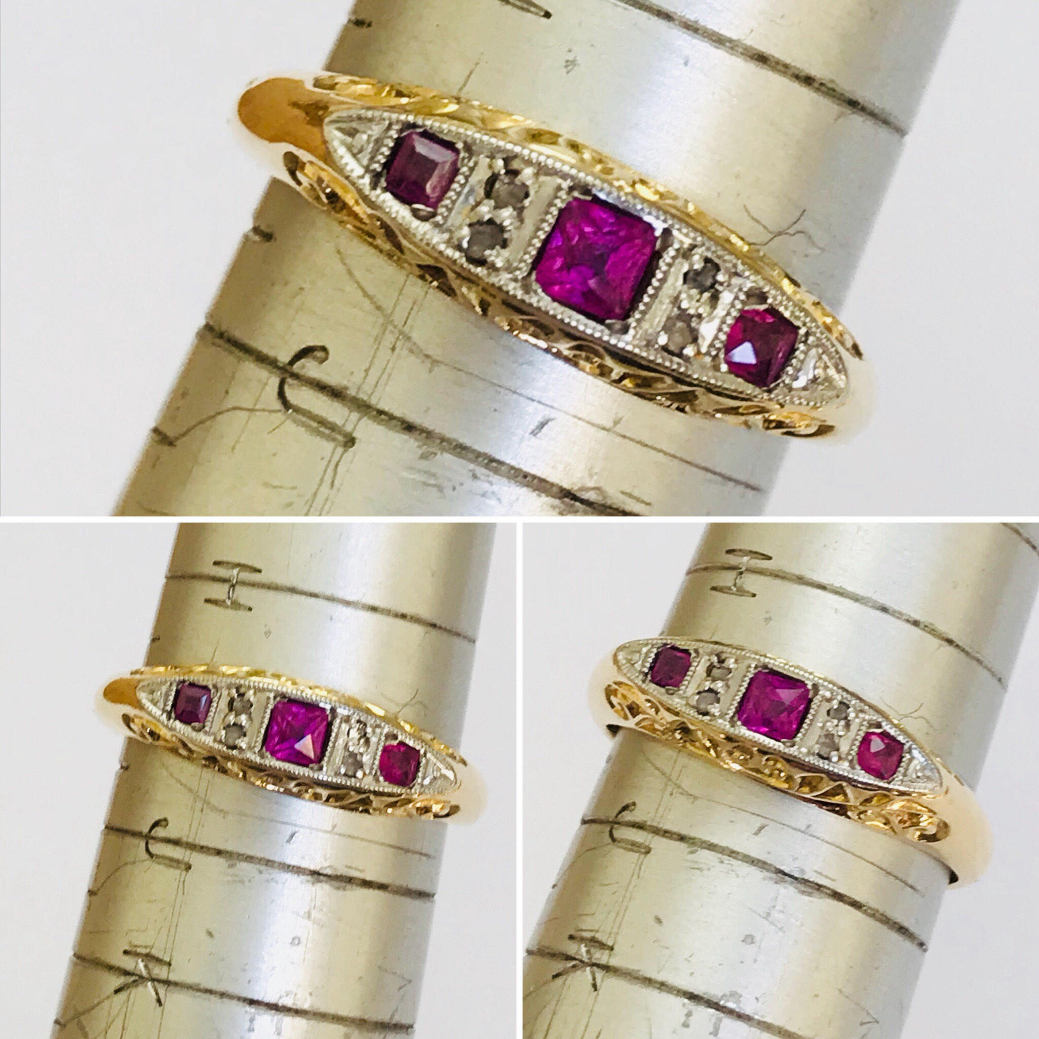 Beautiful antique Edwardian 18ct gold & Platinum ring with Rubies and ...