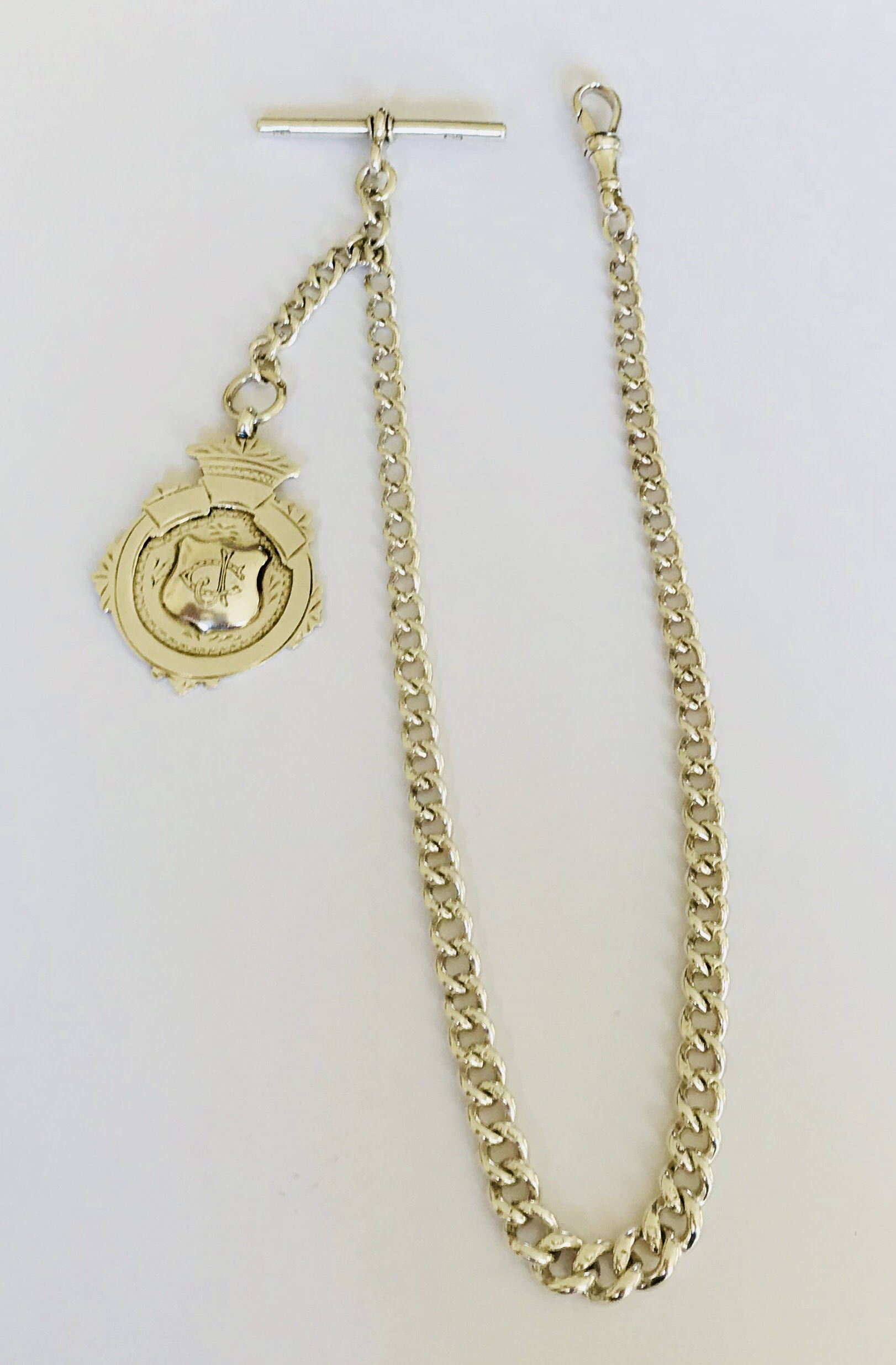 Superb antique sterling silver Albert pocket watch chain and fob ...