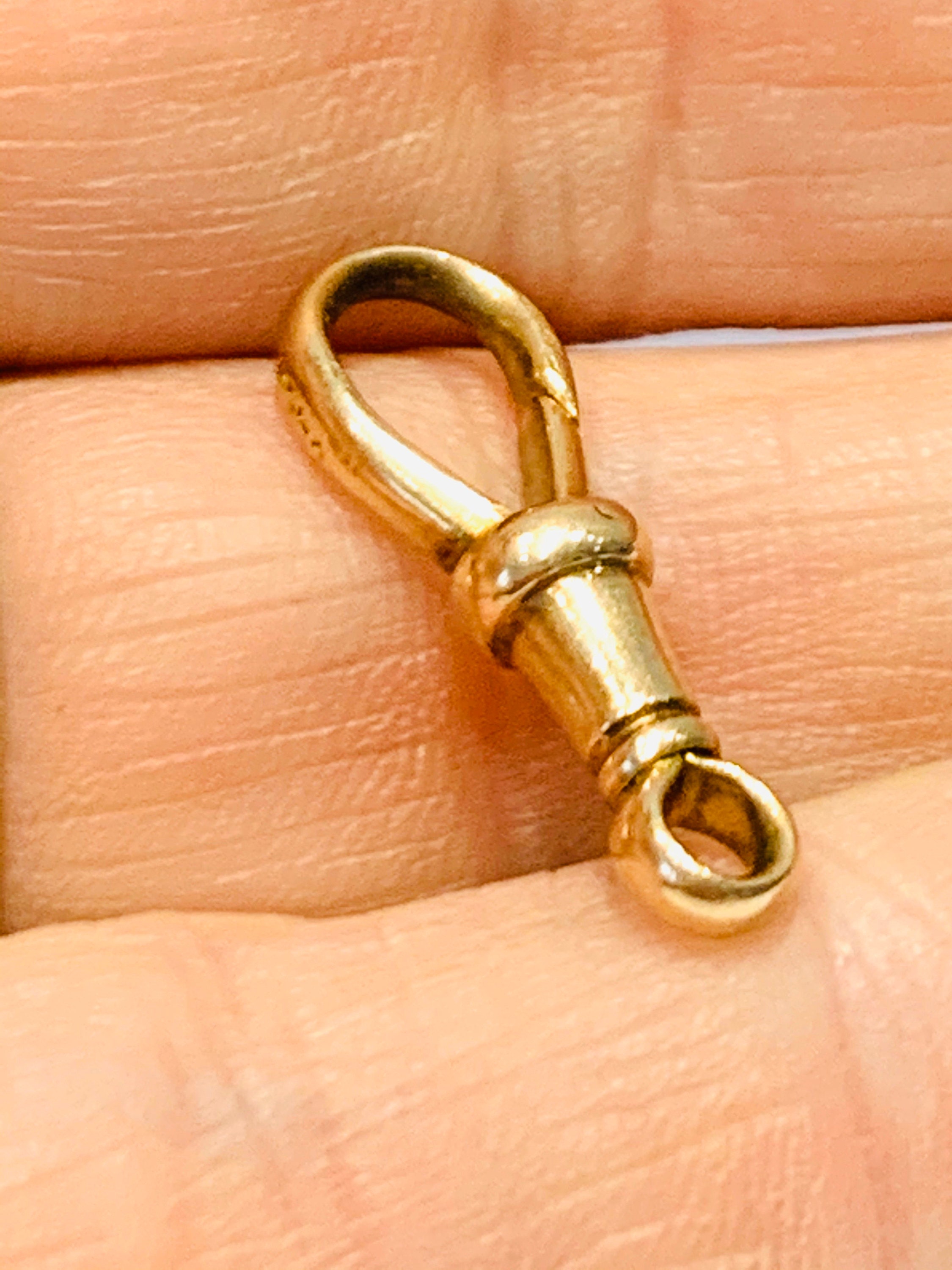 Superb antique 9ct gold Albert dog clip fastener - fully hallmarked - 24mm