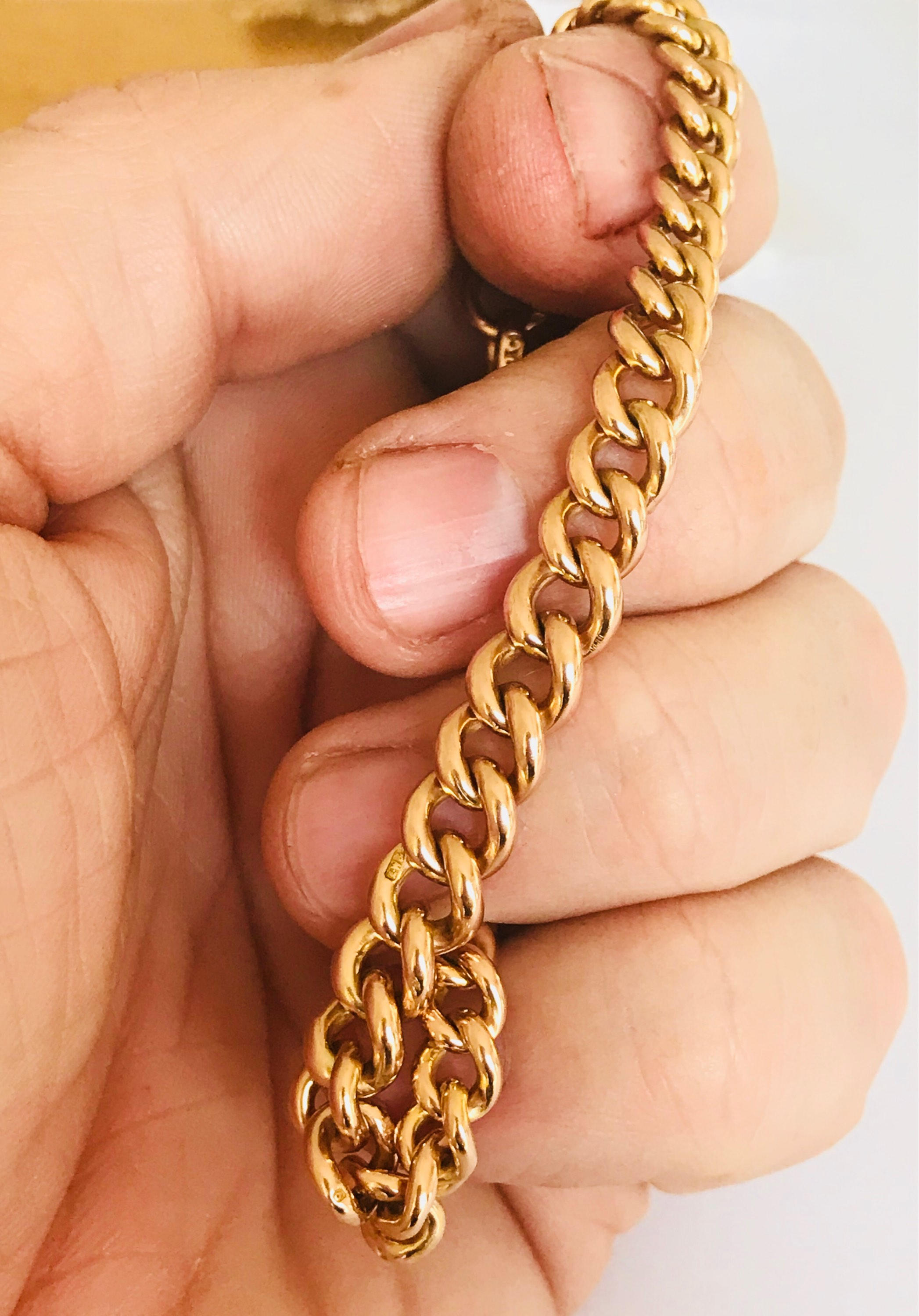 Fabulous antique 9ct gold Albert bracelet - hallmarked Birmingham 1910