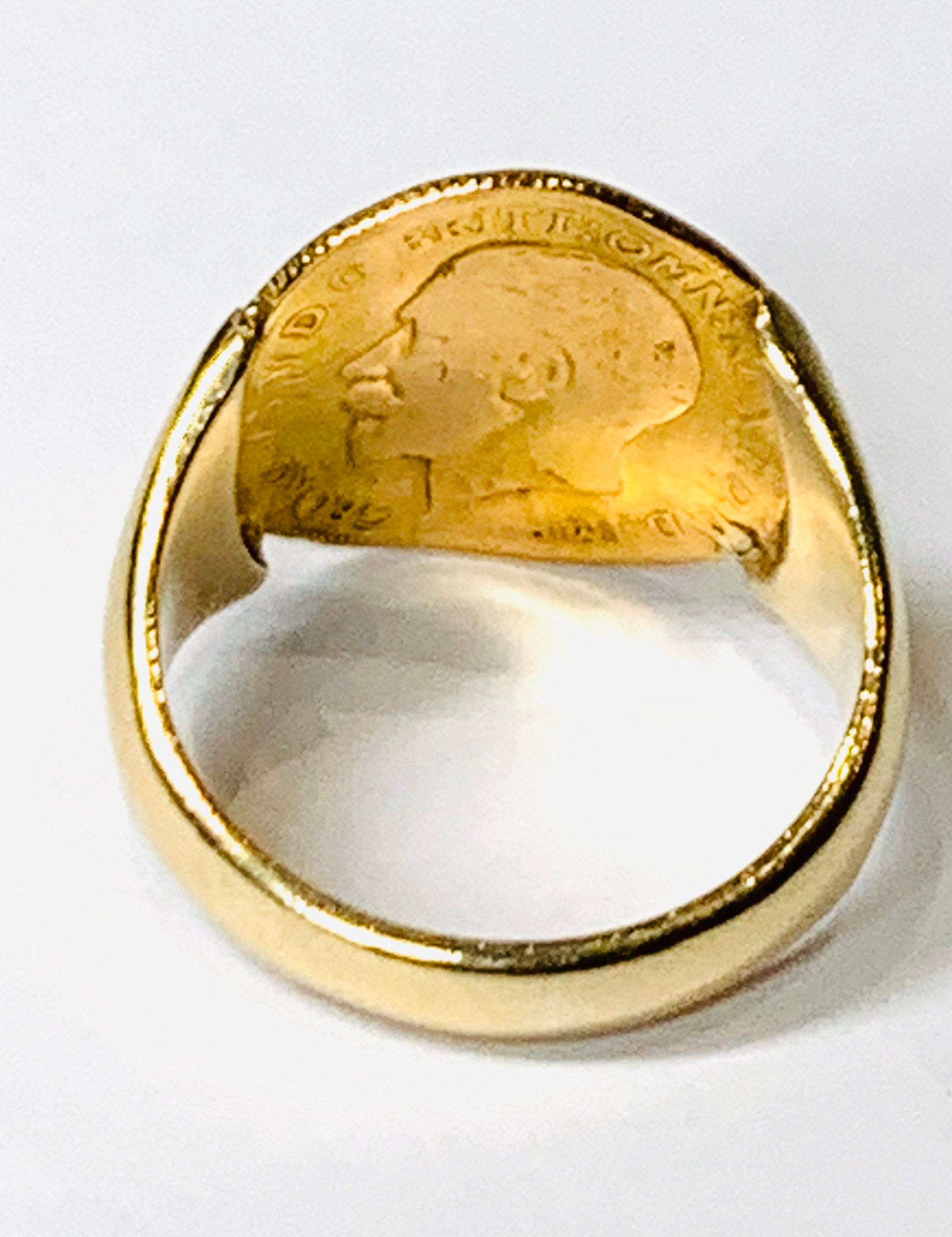 Stunning antique 22ct gold George V 1/2 Sovereign ring - dated 1911 ...