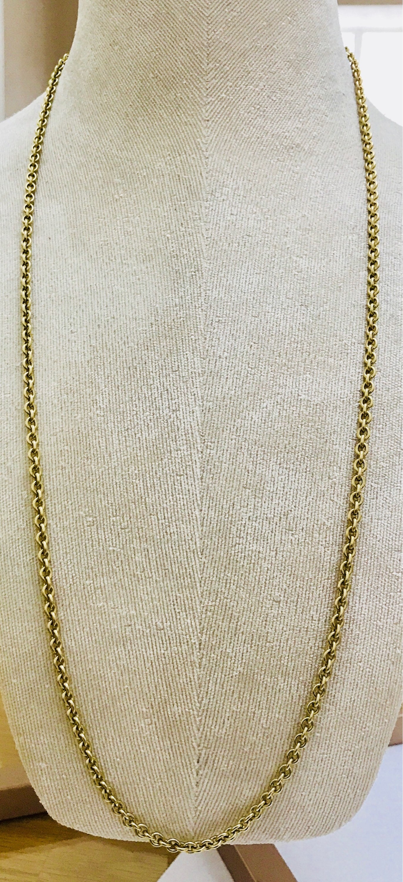 Superb very heavy vintage 9ct yellow gold 30 inch Rolo chain - fully ...