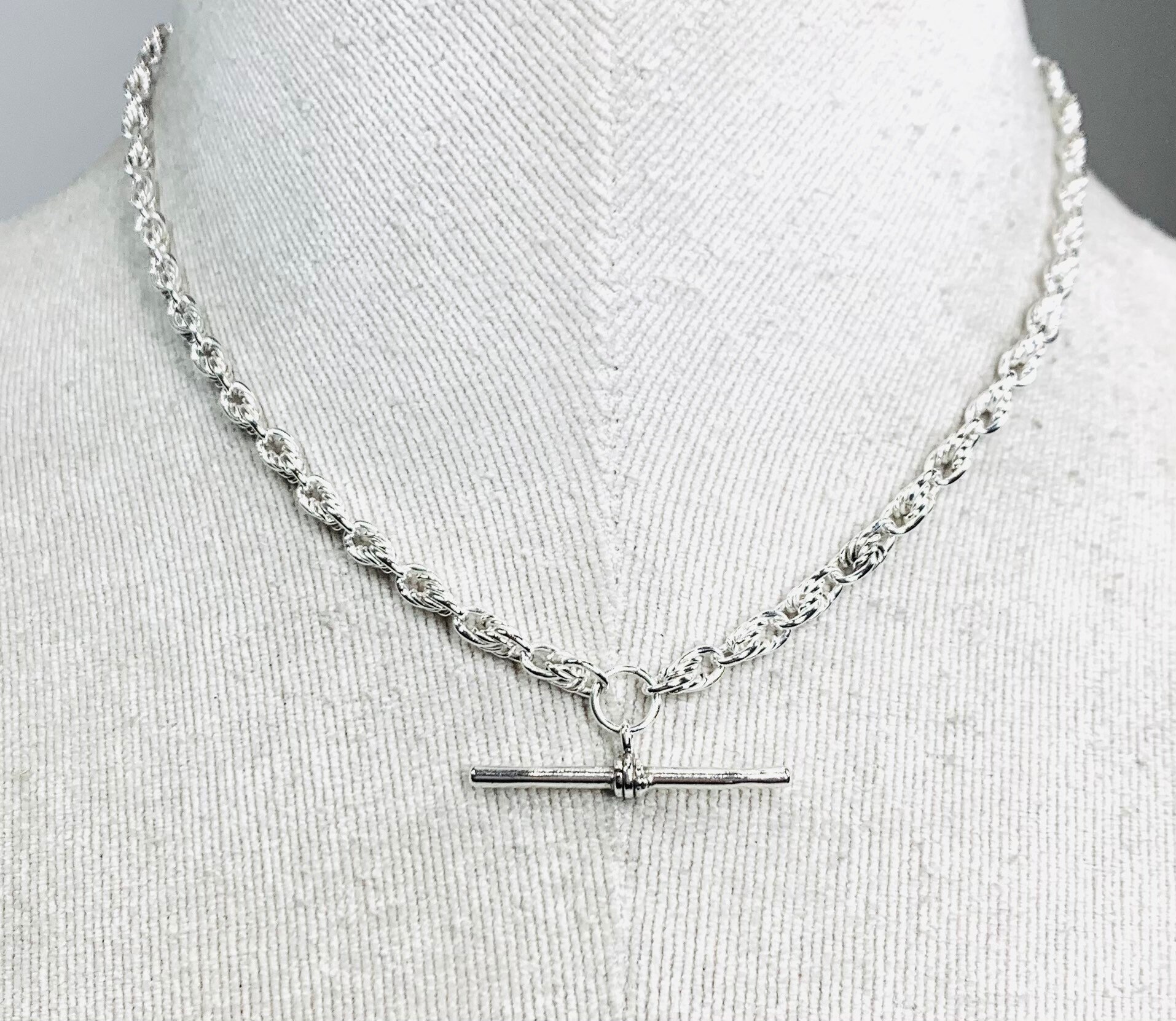 Superb 125 year old Victorian sterling silver 15 1/2 inch fancy link ...