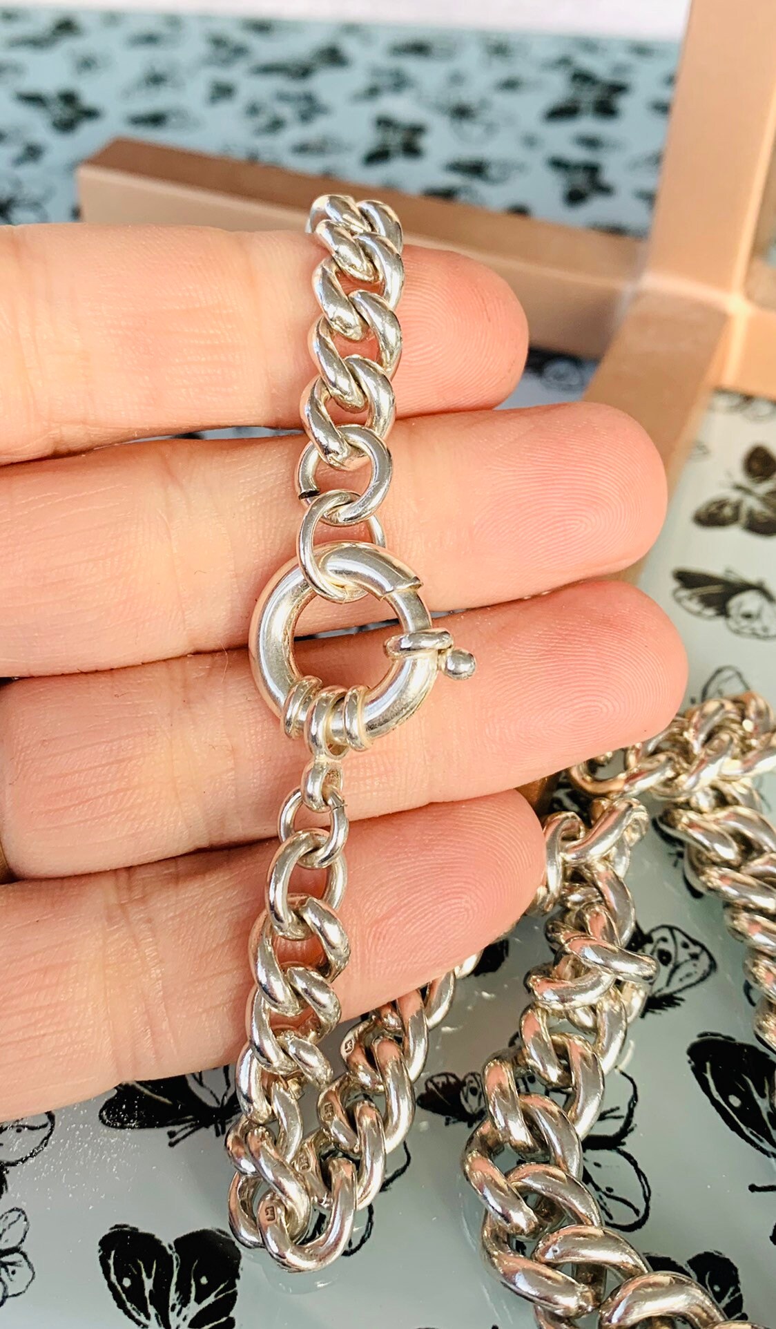 Stunning very heavy antique Victorian sterling silver 19 inch graduated ...