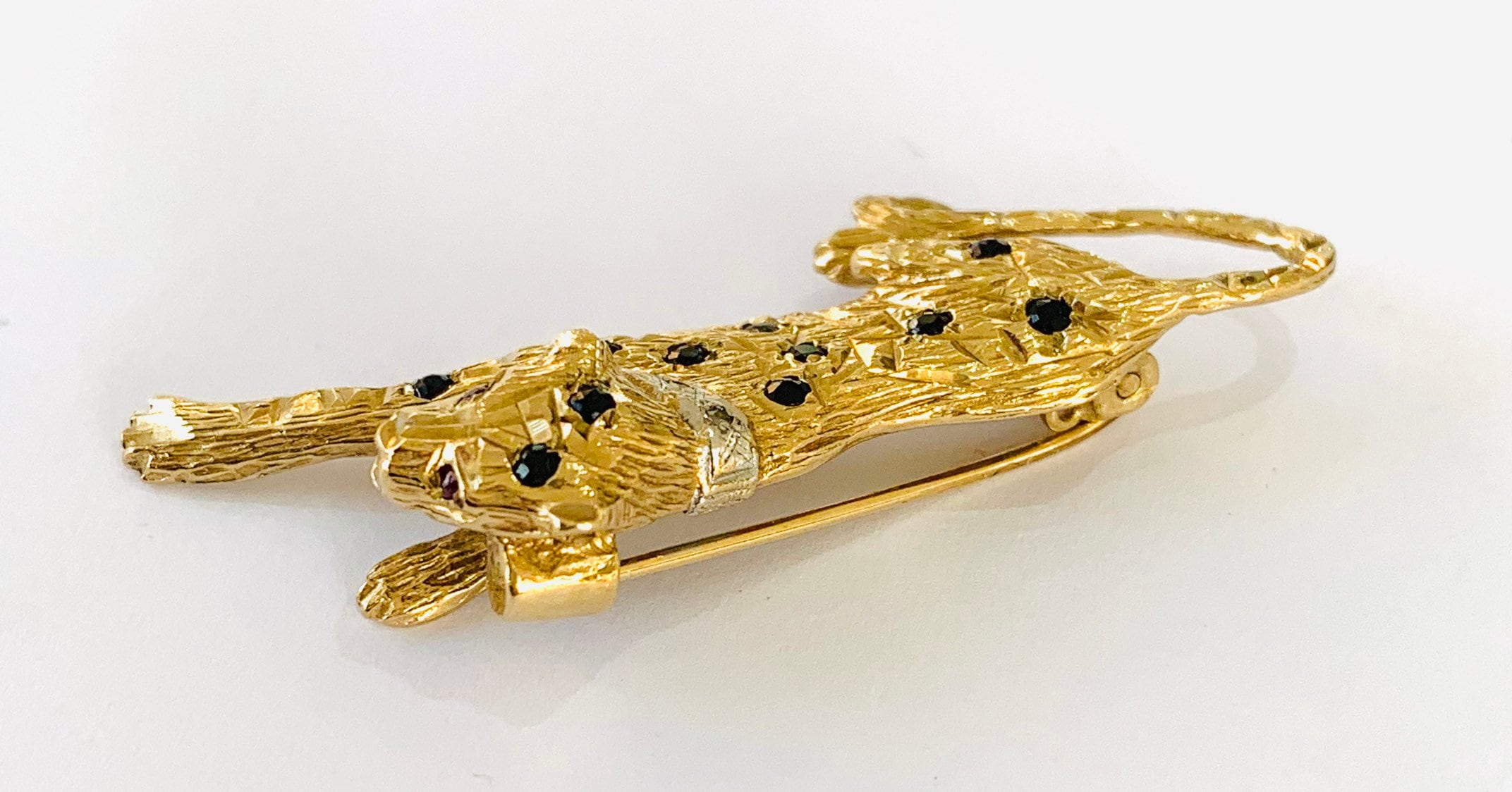 Fabulous vintage 9ct gold Leopard with Sapphires, Rubies and Diamonds ...