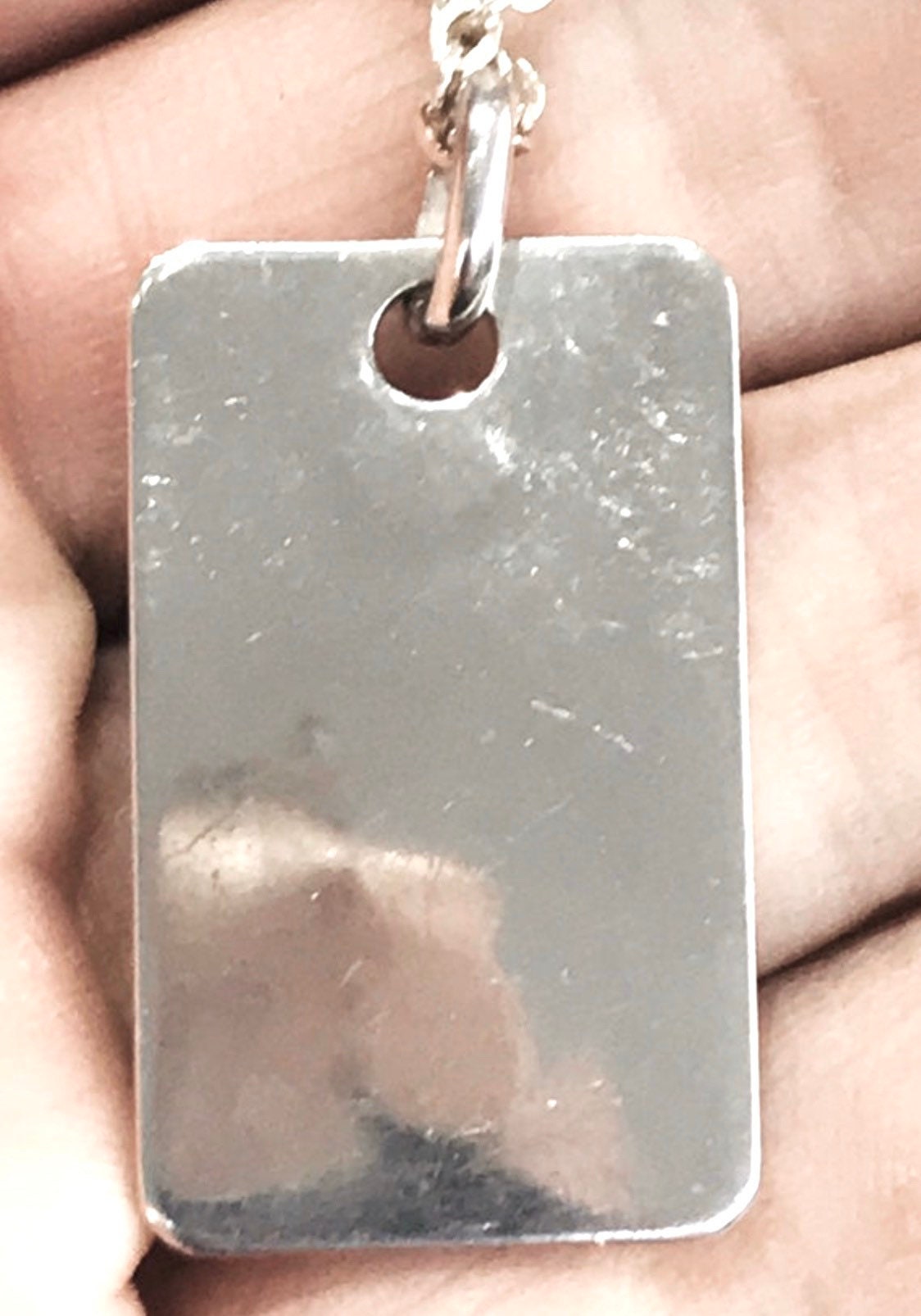 Stunning vintage Sterling Silver Dog tag pendant and chain - hallmarked ...