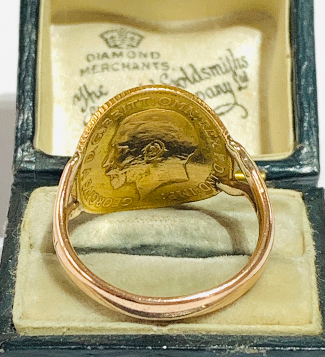 Superb antique 22ct / 9ct rose gold 1/2 Sovereign ring - hallmarked ...