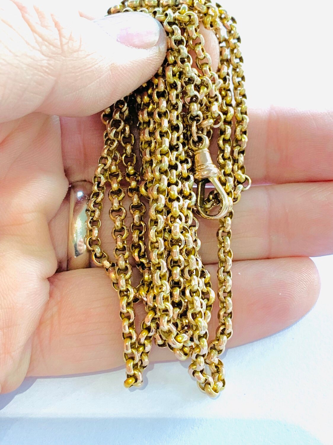 Stunning antique Victorian 9ct gold 55 inch Muff / Guard chain ...