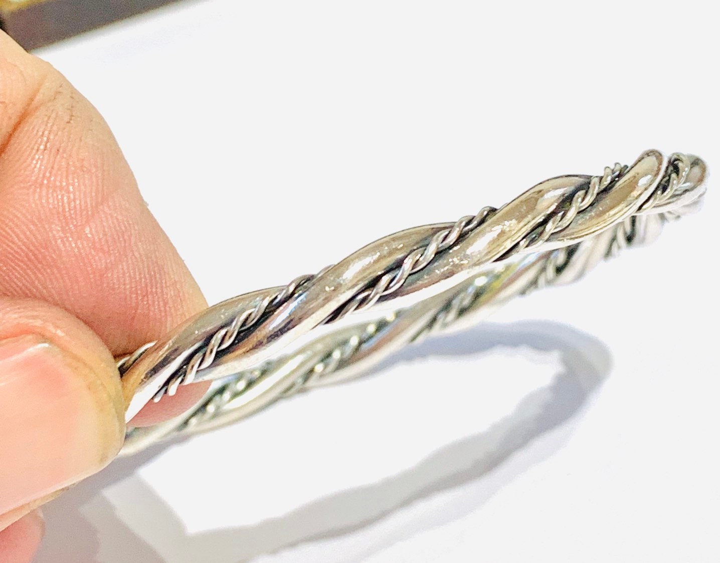 Superb vintage solid Sterling Silver twist bangle - hallmarked London 1998