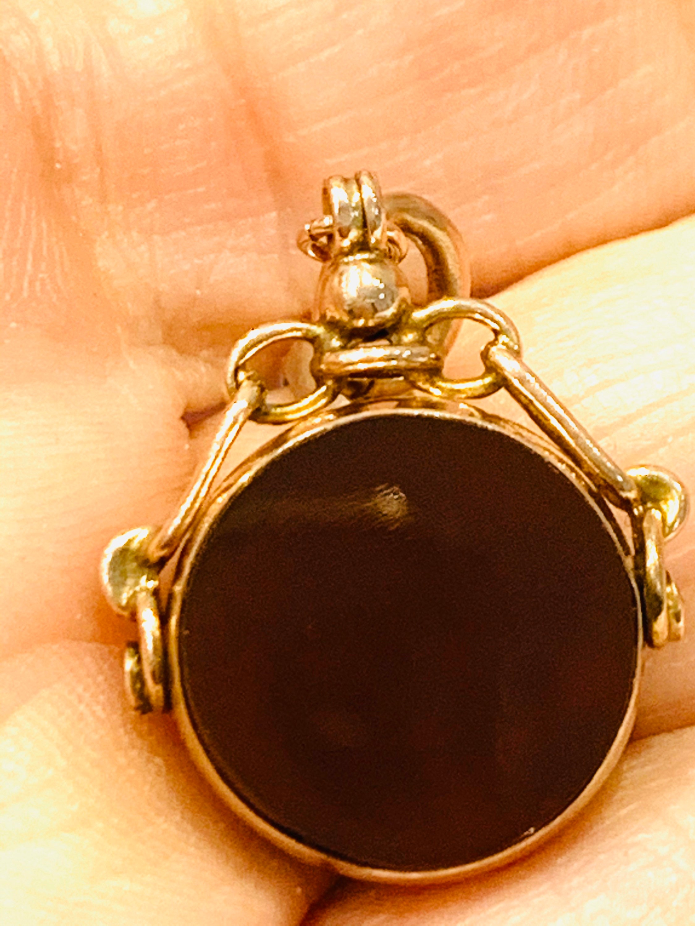 Superb antique 9ct rose gold Carnelian & Onyx spinning fob - hallmarked ...